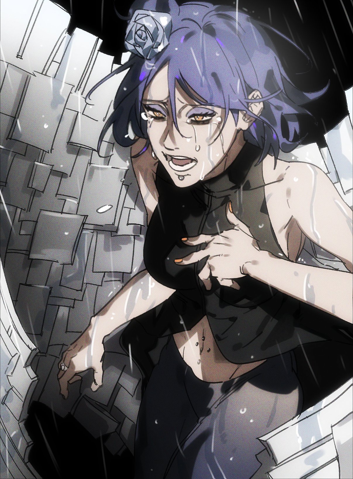 Safebooru - 1girl black shirt dong2taku eyeliner highres jewelry konan (naruto) makeup naruto ...