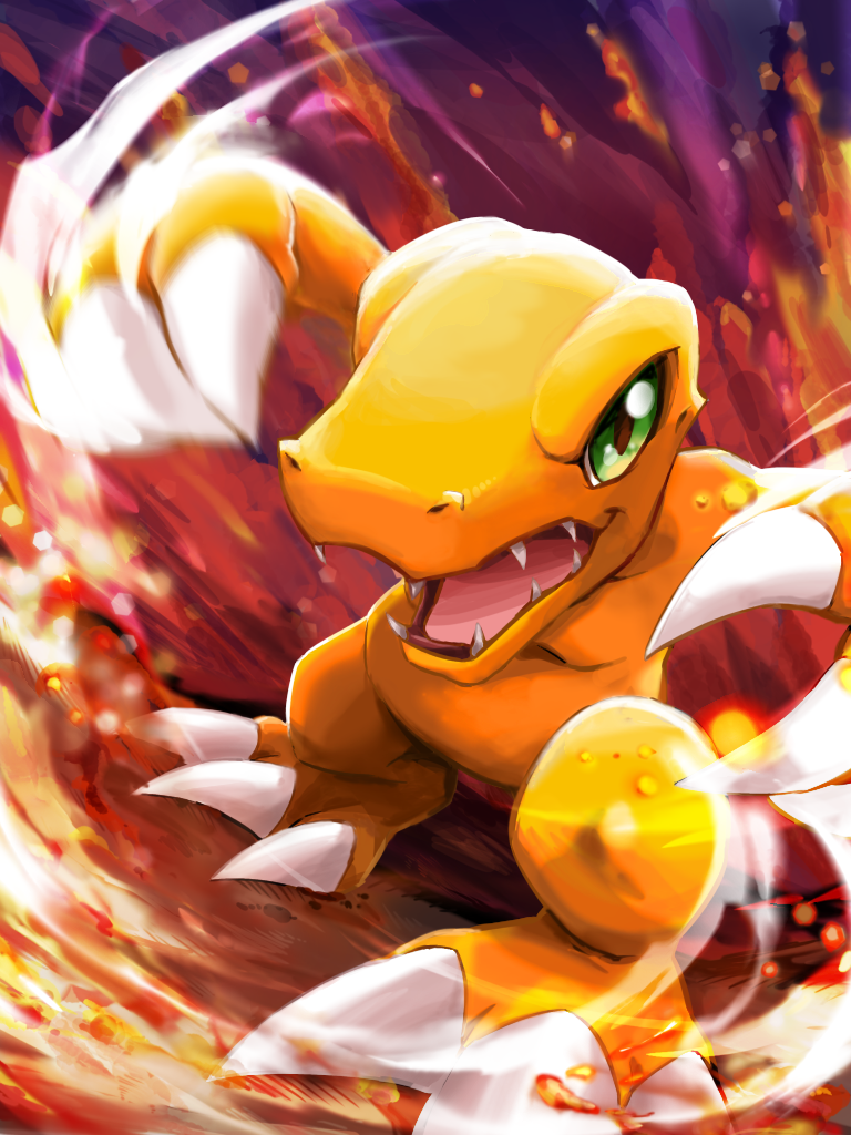 Safebooru - agumon angry ayo (ayosanri009) claws colored skin digimon ...