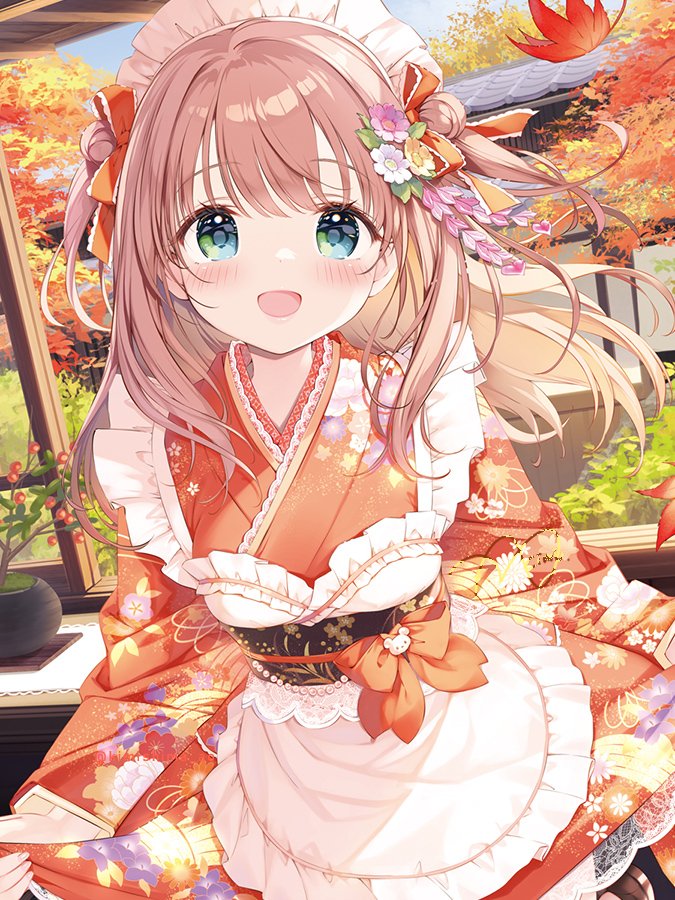 Safebooru - 1girl blue eyes blush breasts brown hair commentary request flower hair between eyes ...