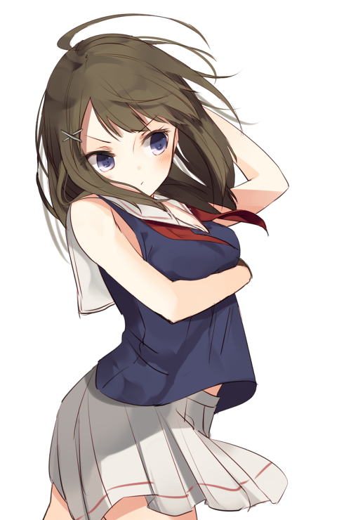 Safebooru - 1girl blue eyes brown hair kantai collection long hair maya ...