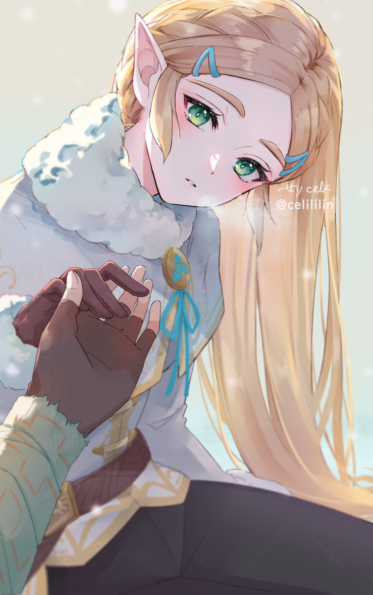 Safebooru - 1boy 1girl black pants blonde hair braid brown gloves capelet crown braid fingerless ...