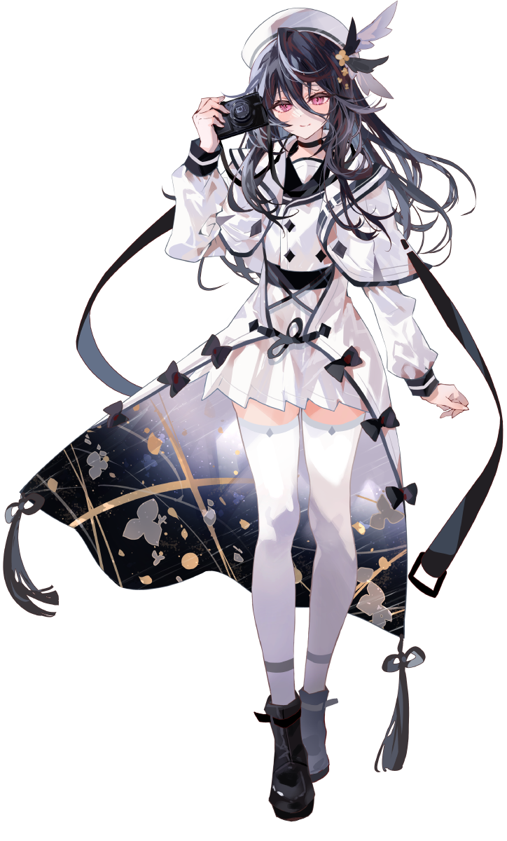 Safebooru - 1girl black bow black bowtie black hair bow bowtie camera hat highres long hair ...