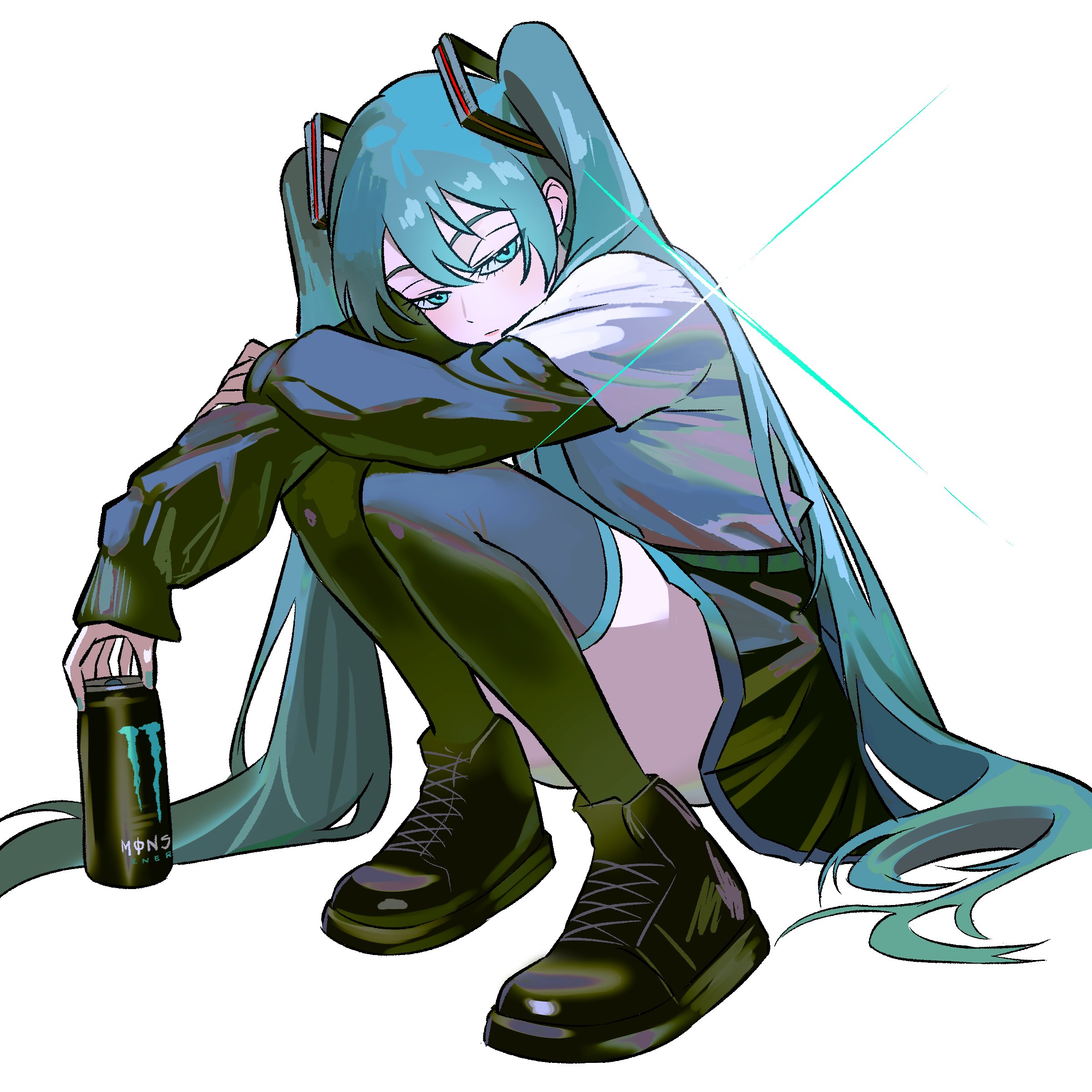 Safebooru - 1girl absurdres black skirt black sleeves blue eyes blue ...