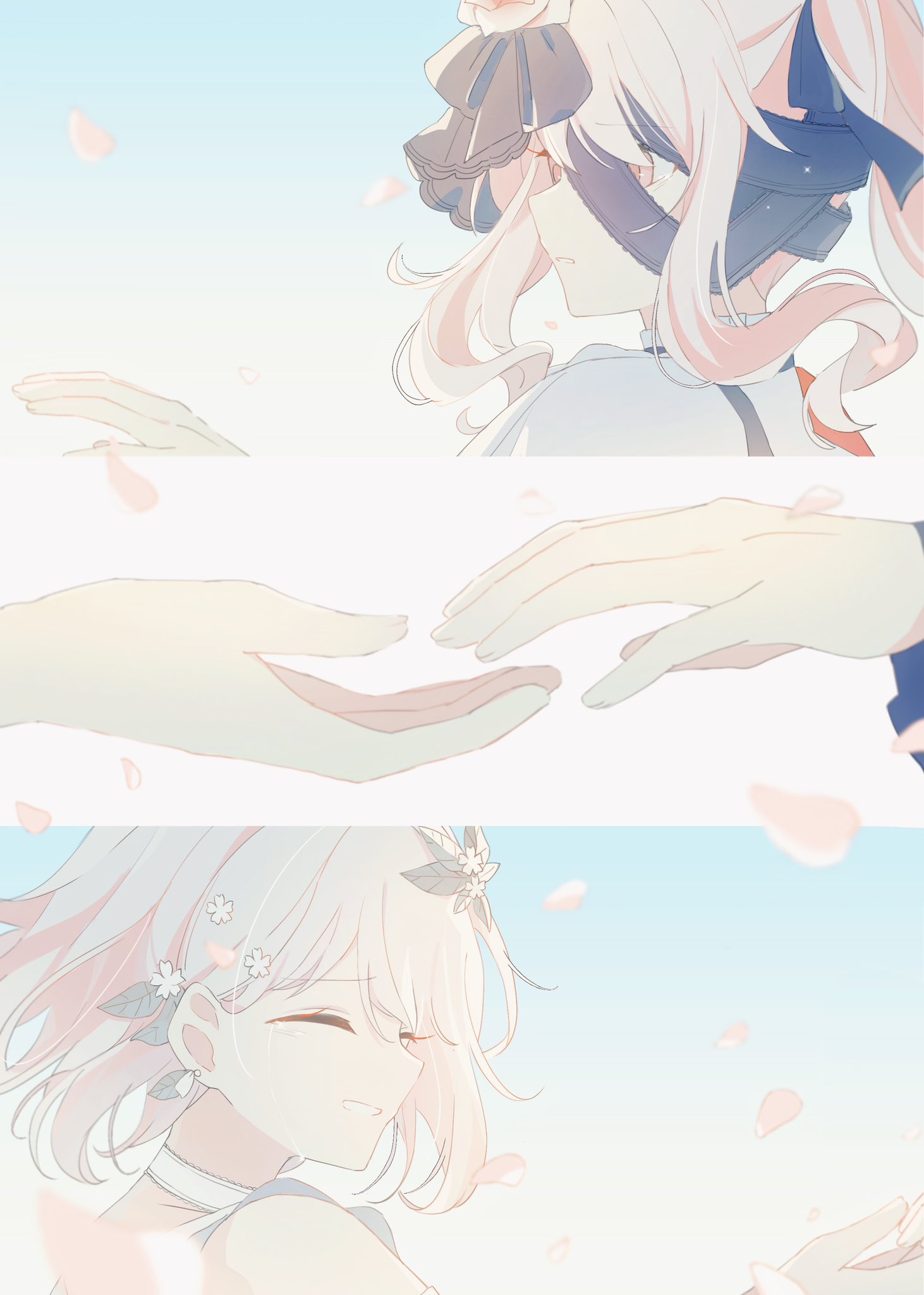 Safebooru - 1other akiyama mizuki choker crying falling petals hair ...