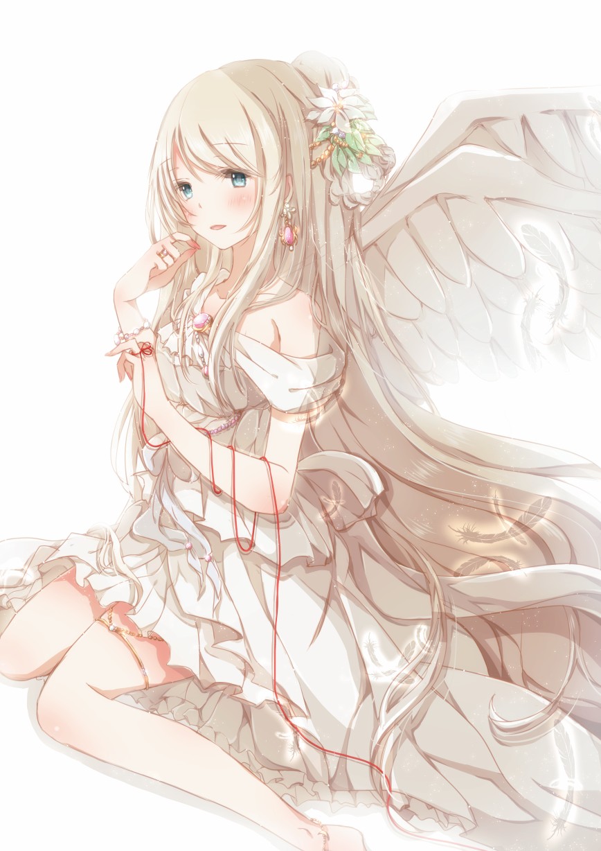 Safebooru - 1girl :d angel angel wings blue eyes hair ornament highres hiro (hirohiro31) long ...