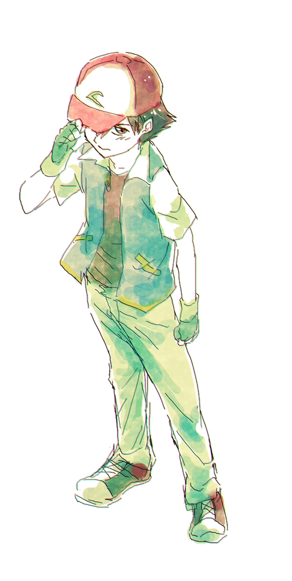 Safebooru - 1boy adjusting clothes adjusting headwear ash ketchum baseball cap black hair blue ...