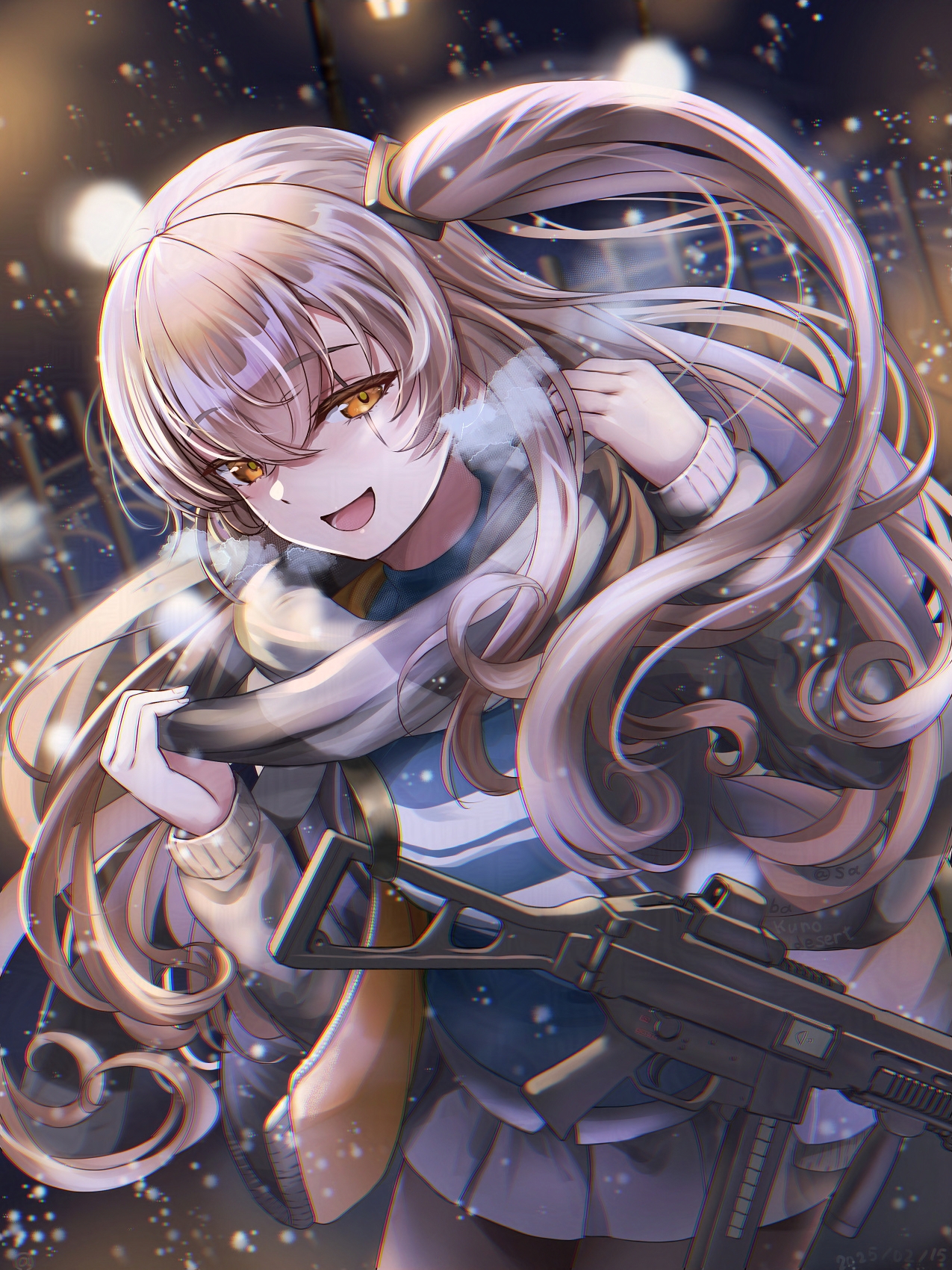 Safebooru - black pantyhose black scarf brown hair girls' frontline 2 ...