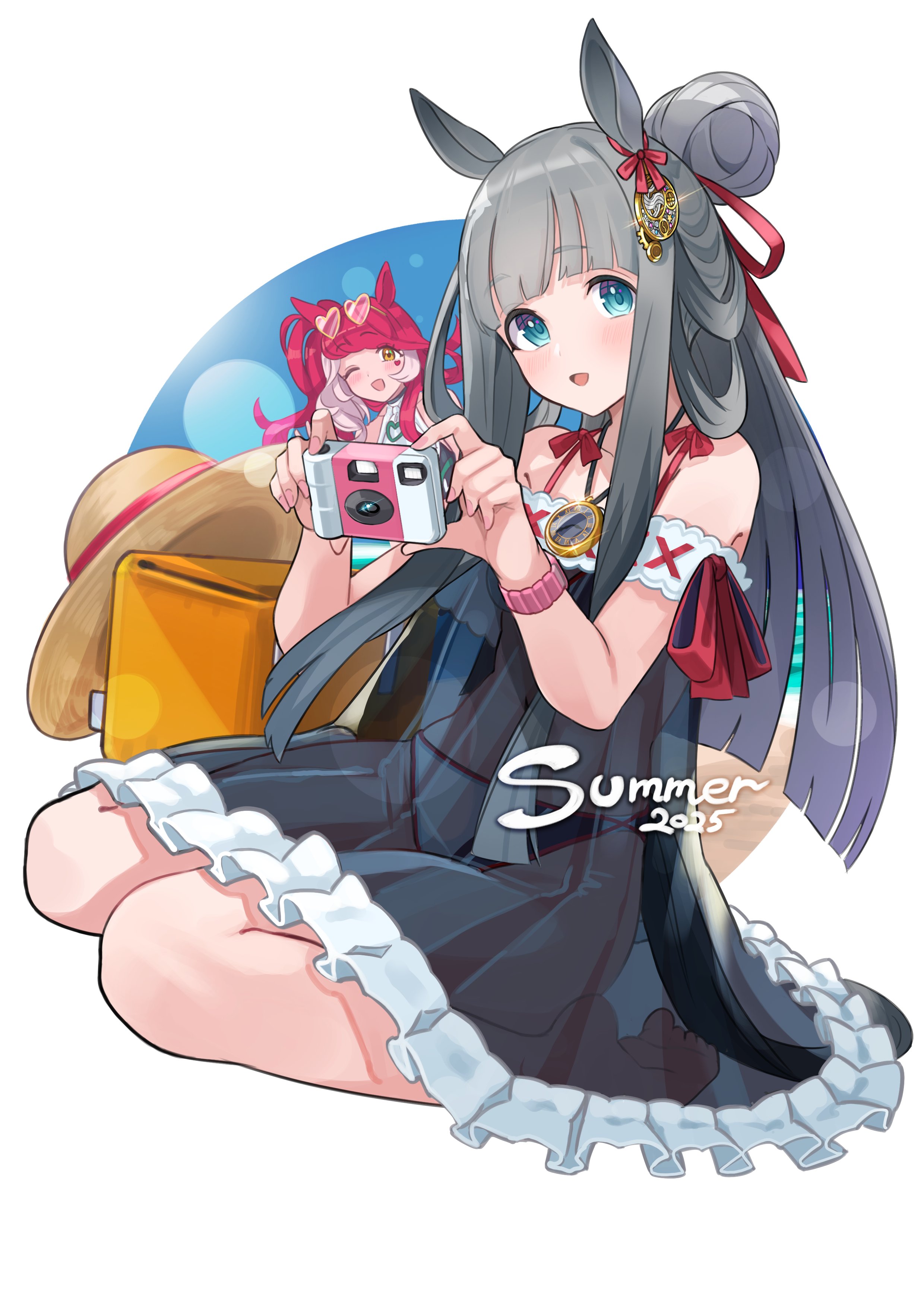 Safebooru - 2025 2girls absurdres alternate costume animal ears bikini blue eyes blush breasts ...