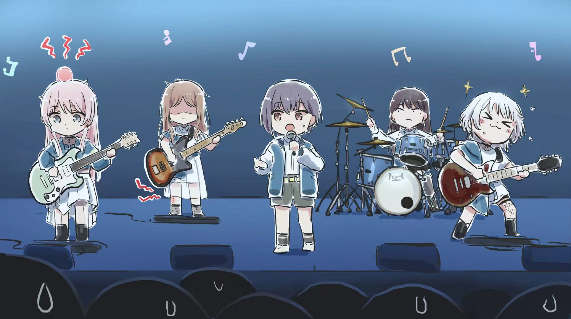 Safebooru - 5girls :3 bang dream! bang dream! it's mygo!!!!! bite mark on leg black hair blue ...