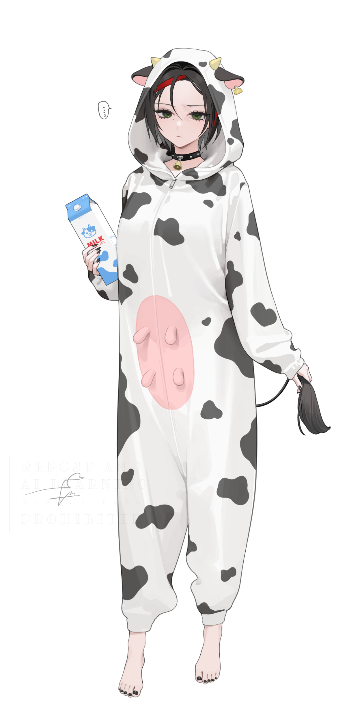 Safebooru - 1girl absurdres animal costume barefoot bird black choker black hair choker ...