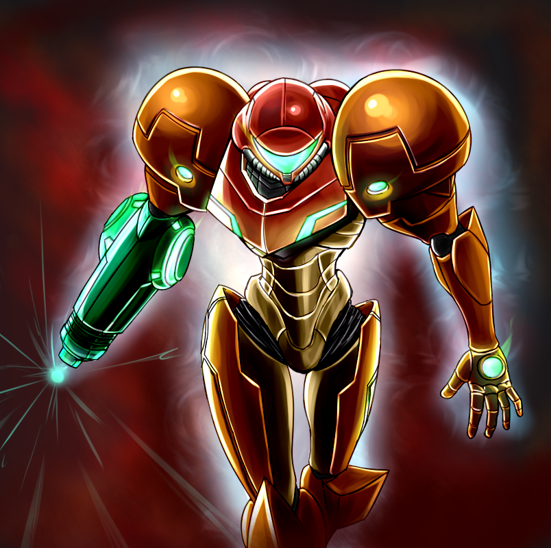 Safebooru - 1girl arm cannon aura glowing helmet metroid power suit ...
