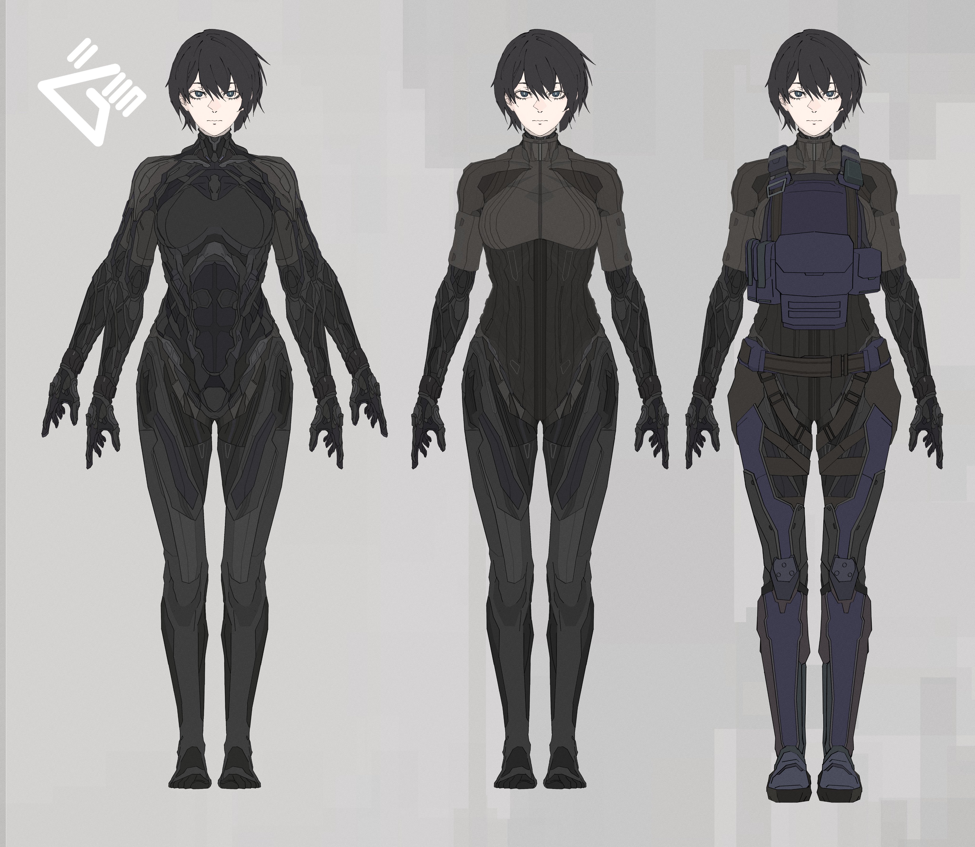 Safebooru 1girl Absurdres Black Hair Bodysuit Exoskeleton 8411