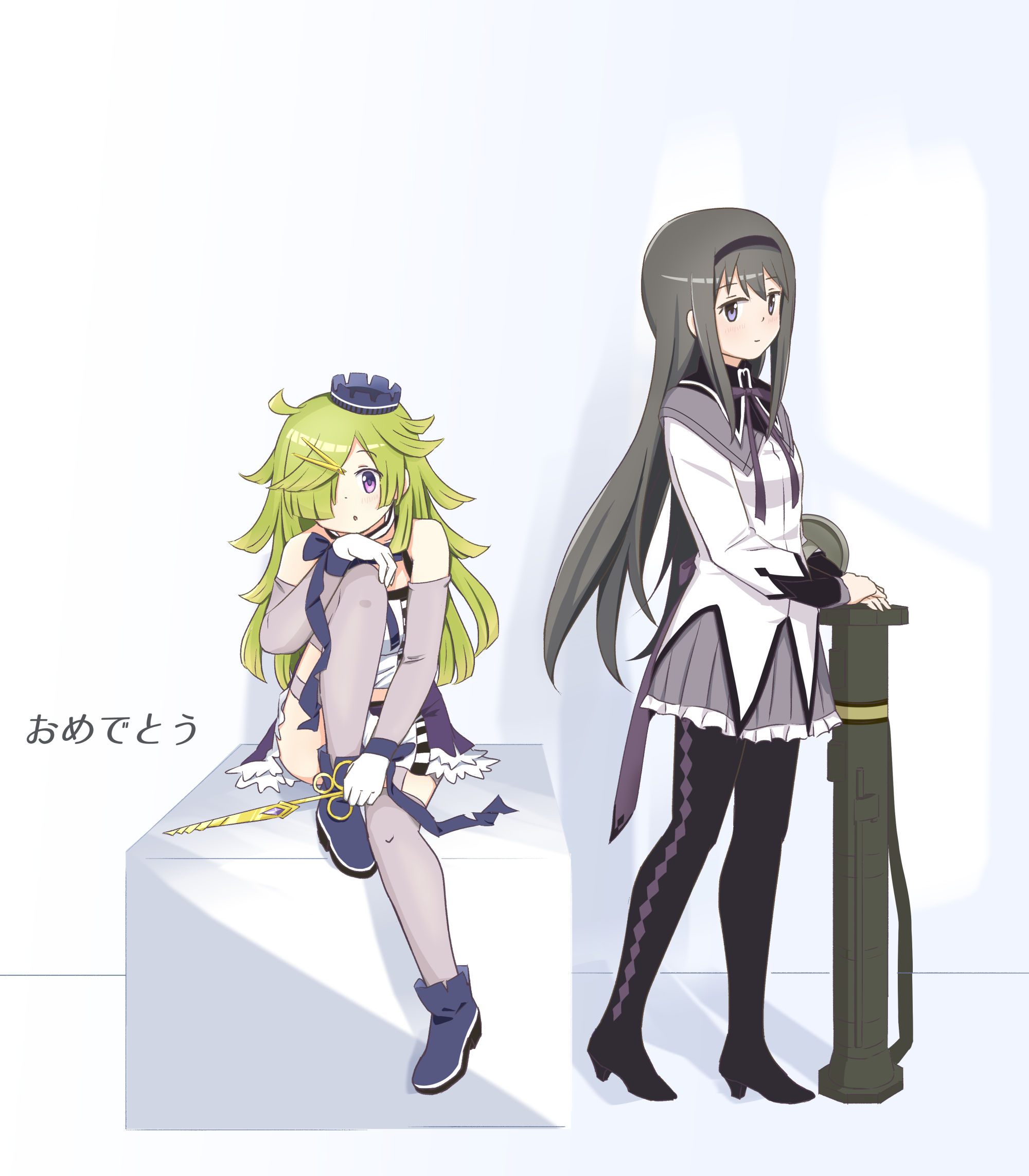 Safebooru - 2girls akemi homura akemi homura (magical girl) aki mabayu black hair fgm-148 ...