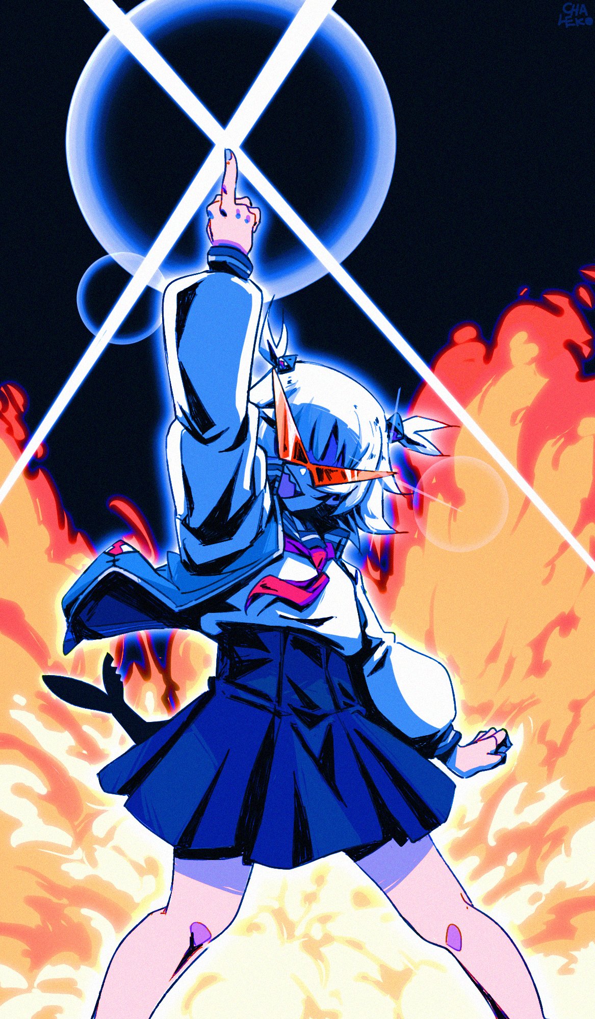 Safebooru - 1girl blue hair chaleko explosion fins fish tail gawr gura ...