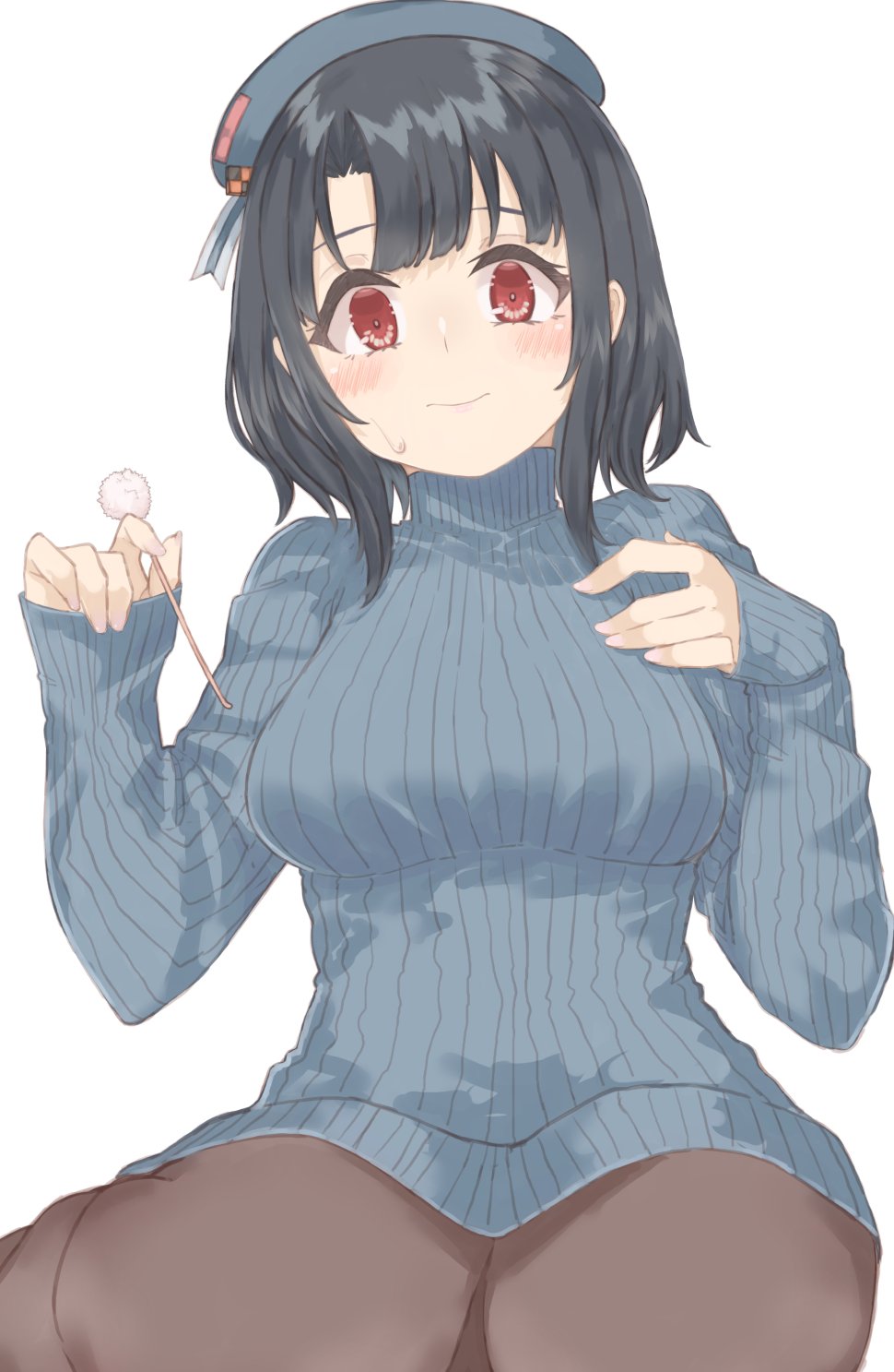 Safebooru - 1girl alternate costume az toride beret black hair black pantyhose blue dress blue ...