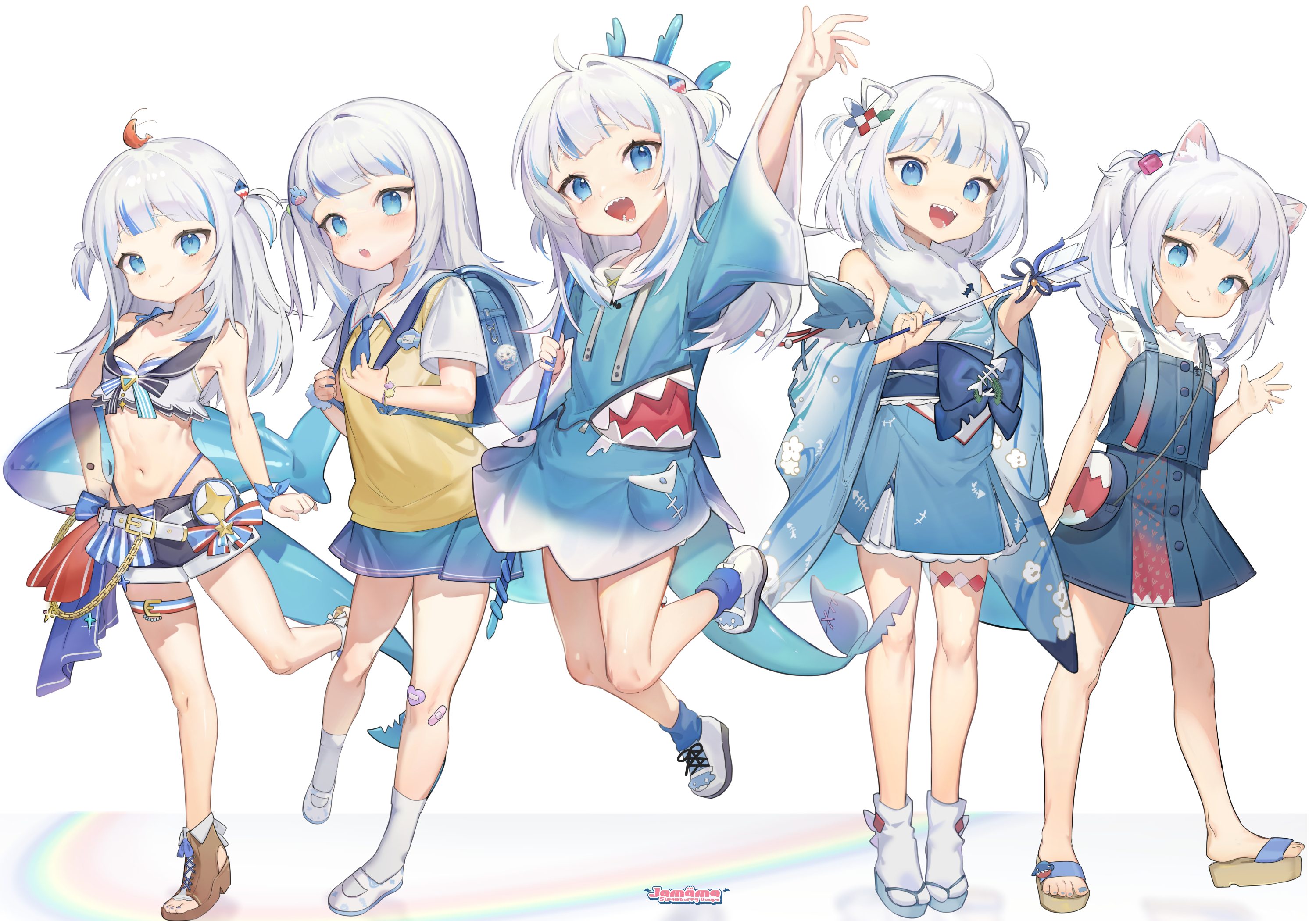 Safebooru - 1girl blue eyes blue streaks fins fish tail gawr gura ...