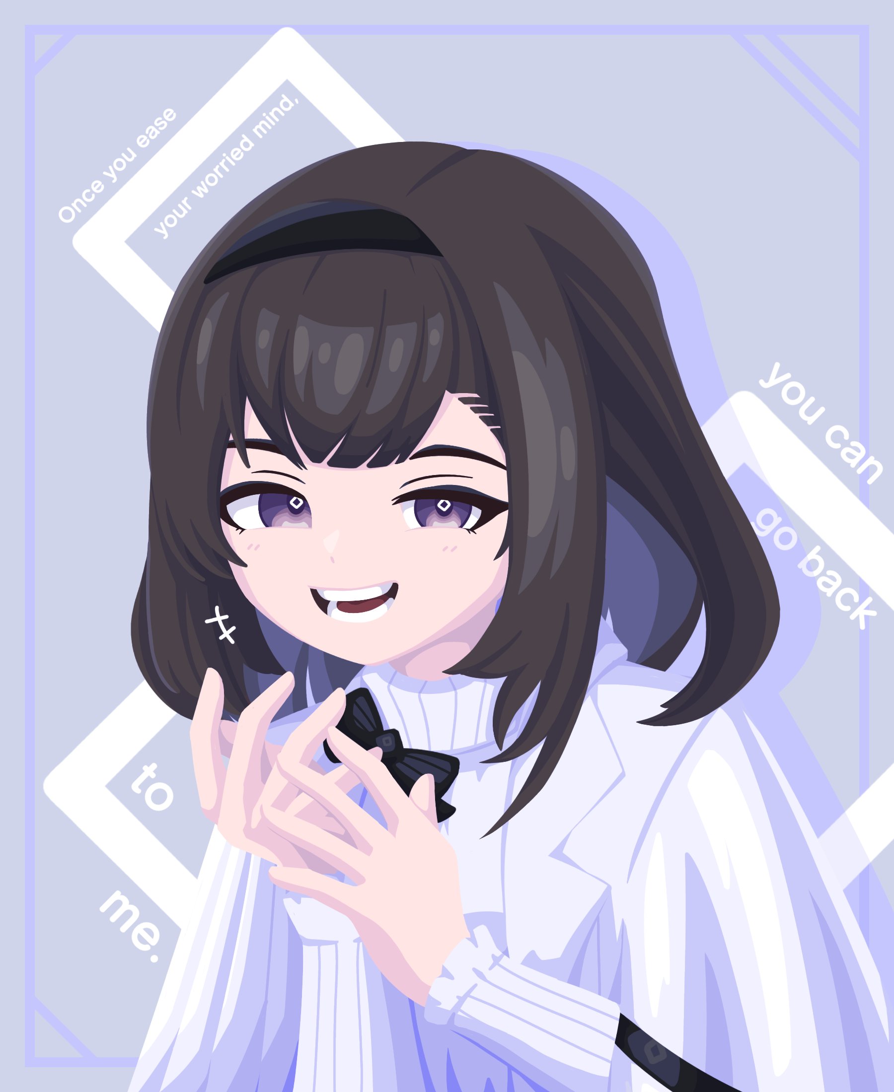 Safebooru - +++ 1girl arknights black bow black hairband bow brown hair coat diamond-shaped ...