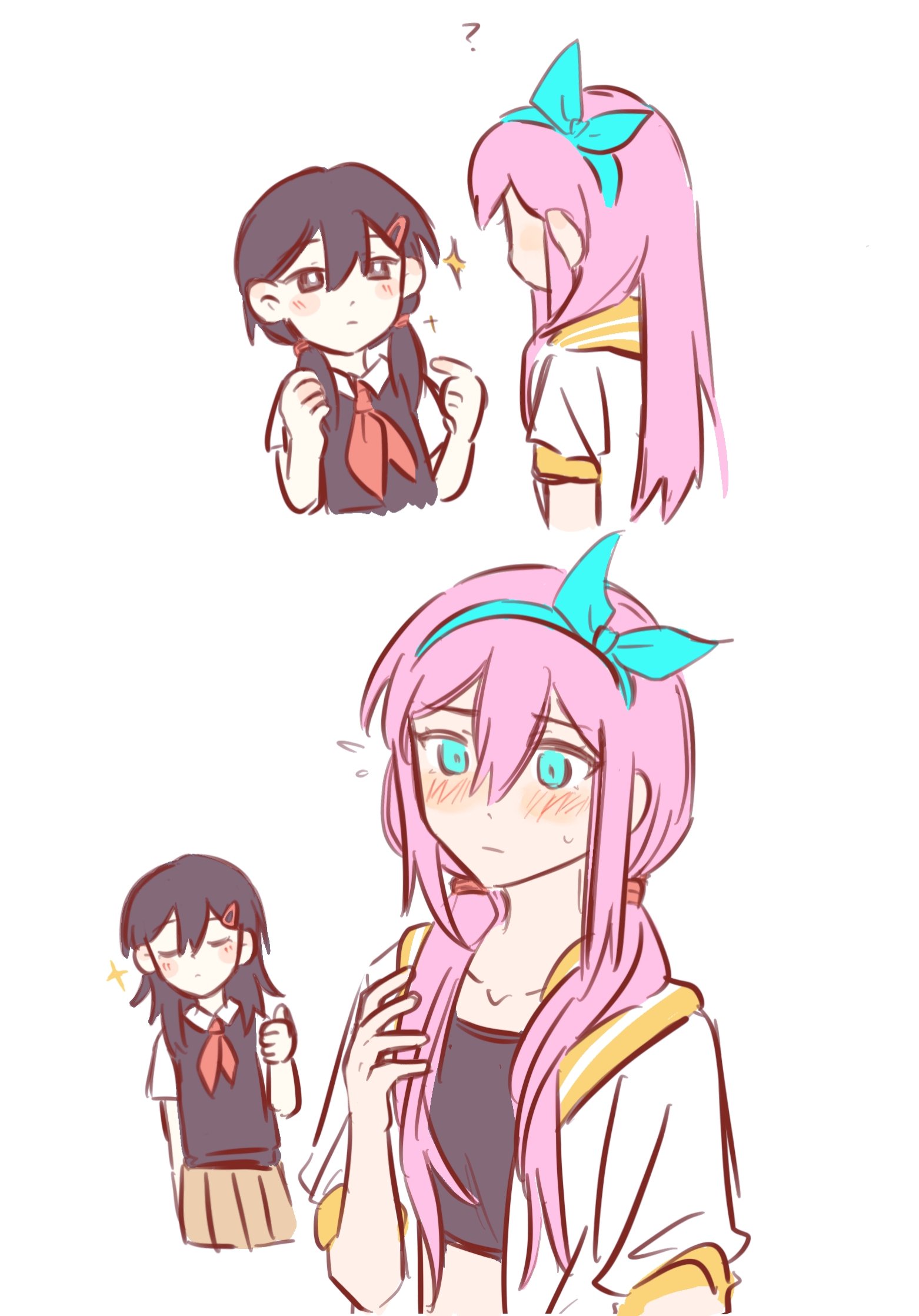 Safebooru - 2girls ? alternate hairstyle aubrey (faraway) (omori) aubrey (omori) bailan1130 ...