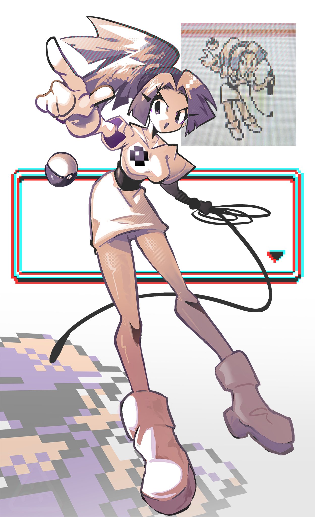 Safebooru - 1girl boots breasts character request chromatic aberration collarbone copyright ...