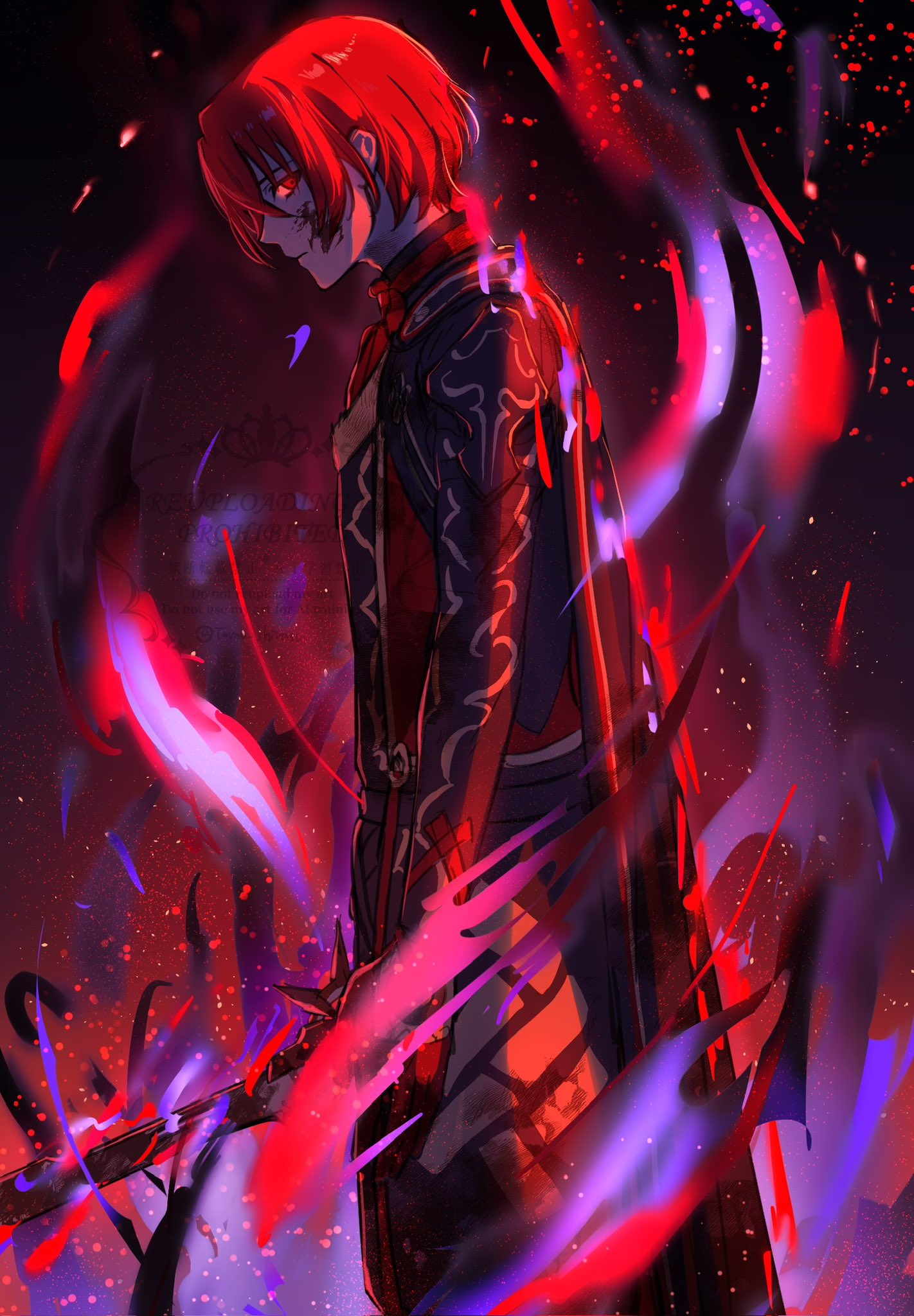 Safebooru - 1boy aura black cape cape dark aura dark persona fire ...