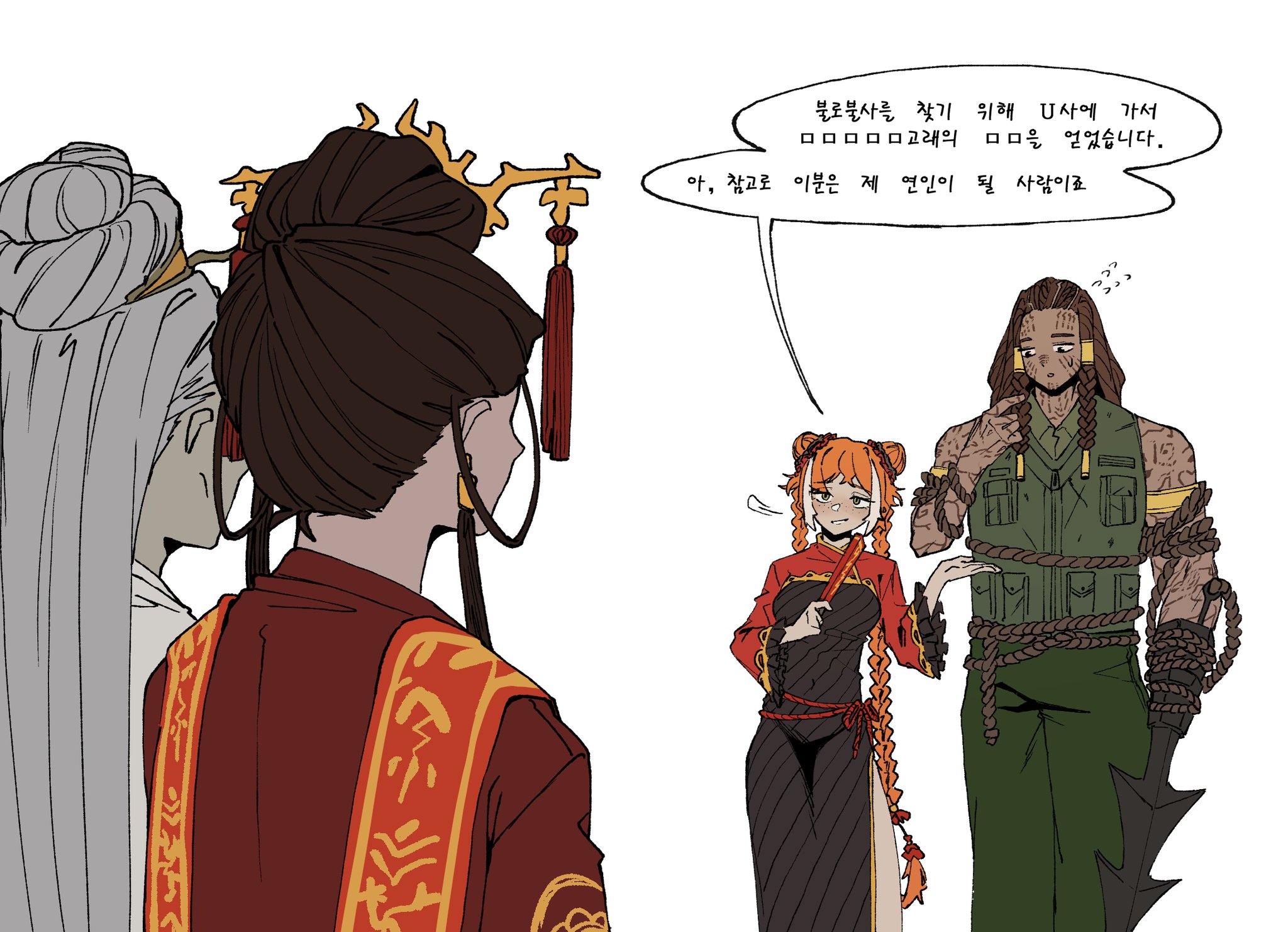 Safebooru - 4girls black dress braid breasts brown hair chinese clothes ...