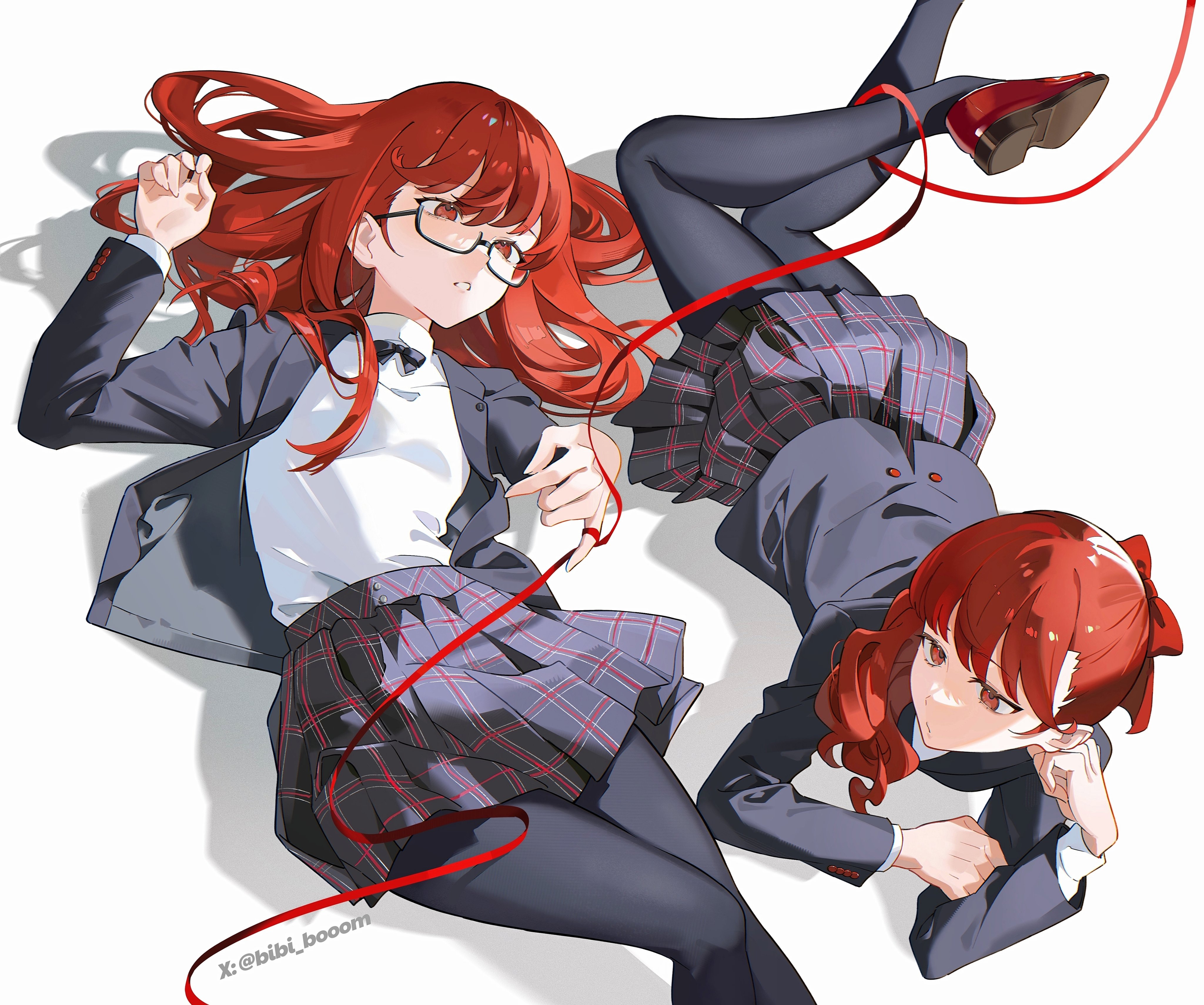 Safebooru - 2girls absurdres bibi booom black-framed eyewear black jacket black pantyhose blazer ...