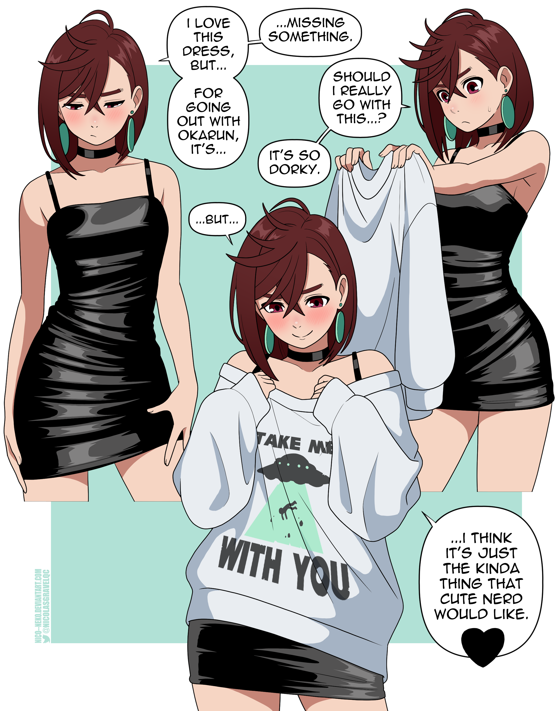 Safebooru - 1girl absurdres aqua background ayase momo bad anatomy black choker black dress ...