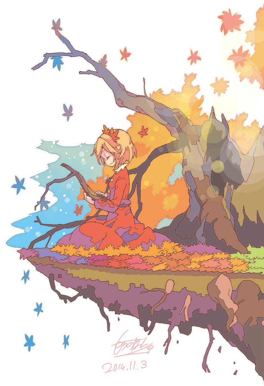 Safebooru 1girl Aki Shizuha Blonde Hair Closed Eyes Dated Hair 0098