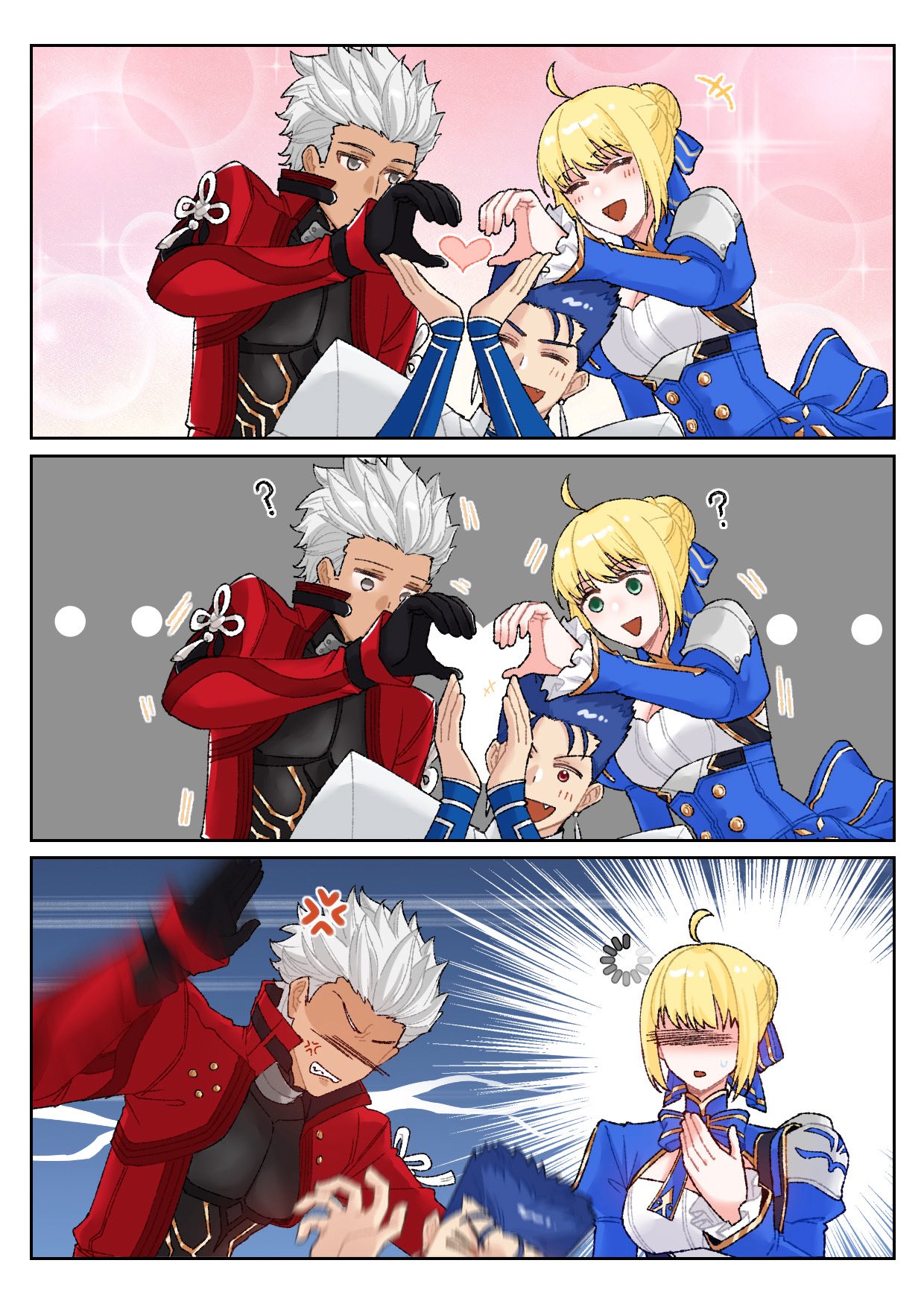 Safebooru - 1girl 2boys archer (fate) archer (honkai: star rail) (fate) artoria pendragon (fate ...