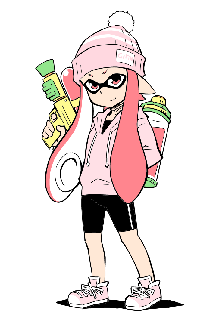 Safebooru - 1girl anbe masahiro bike shorts hat hoodie inkling knit hat ...