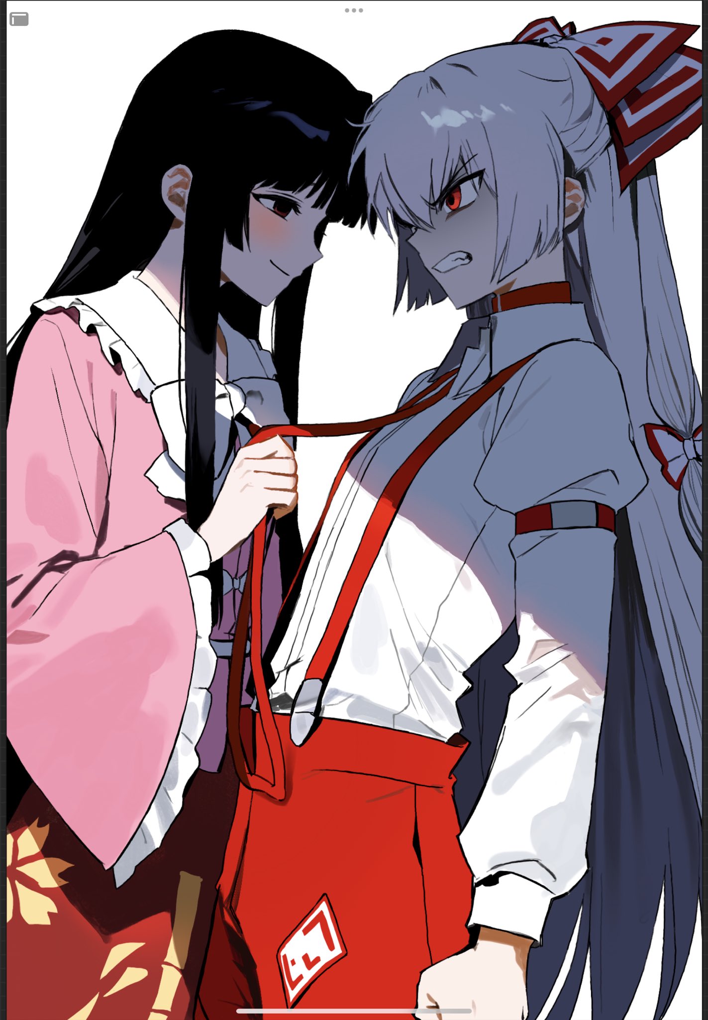 Safebooru - 2girls angry clenched teeth fujiwara no mokou highres ...