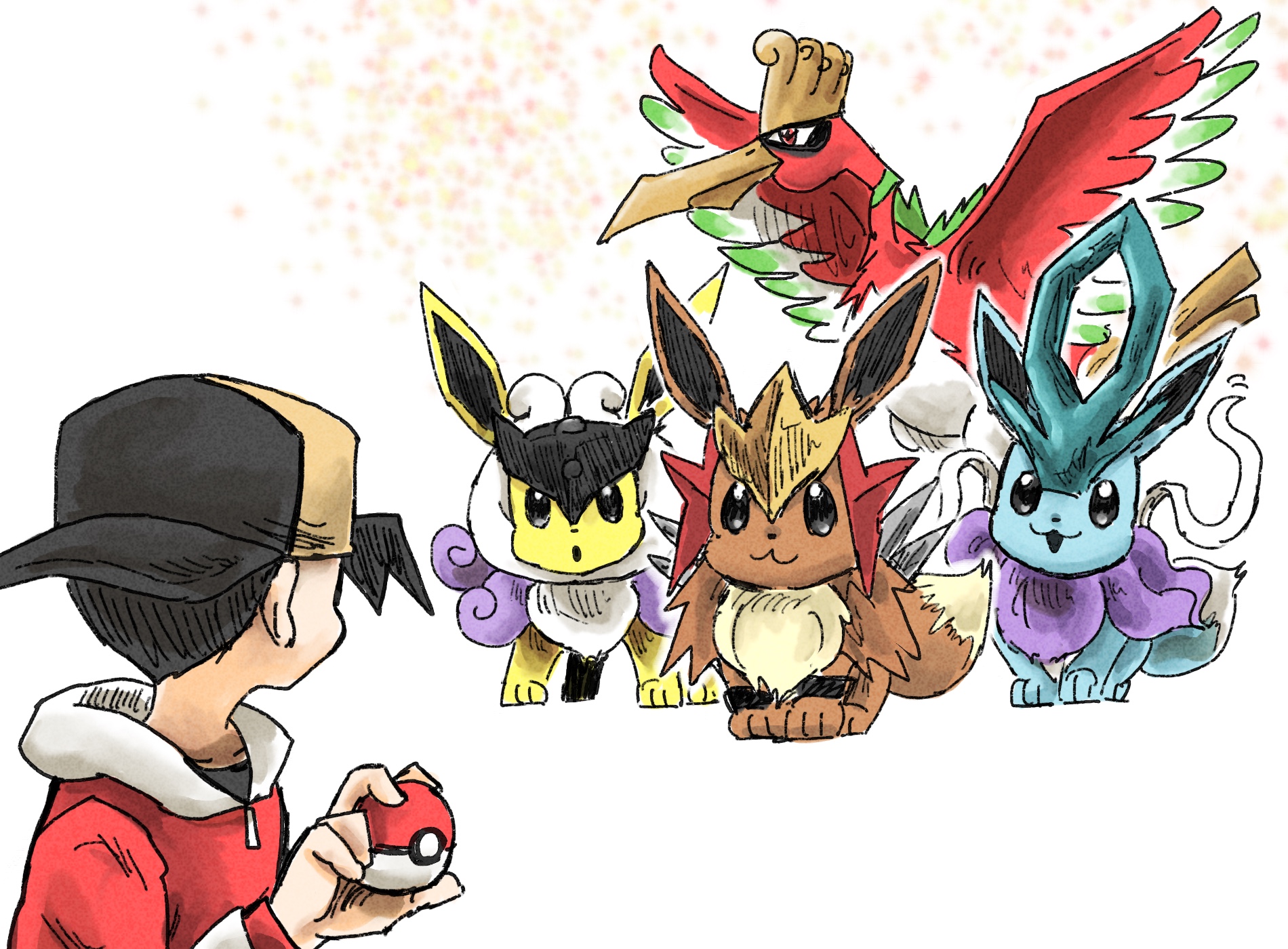 Safebooru - 1boy backwards hat baseball cap black hair cosplay eevee ...