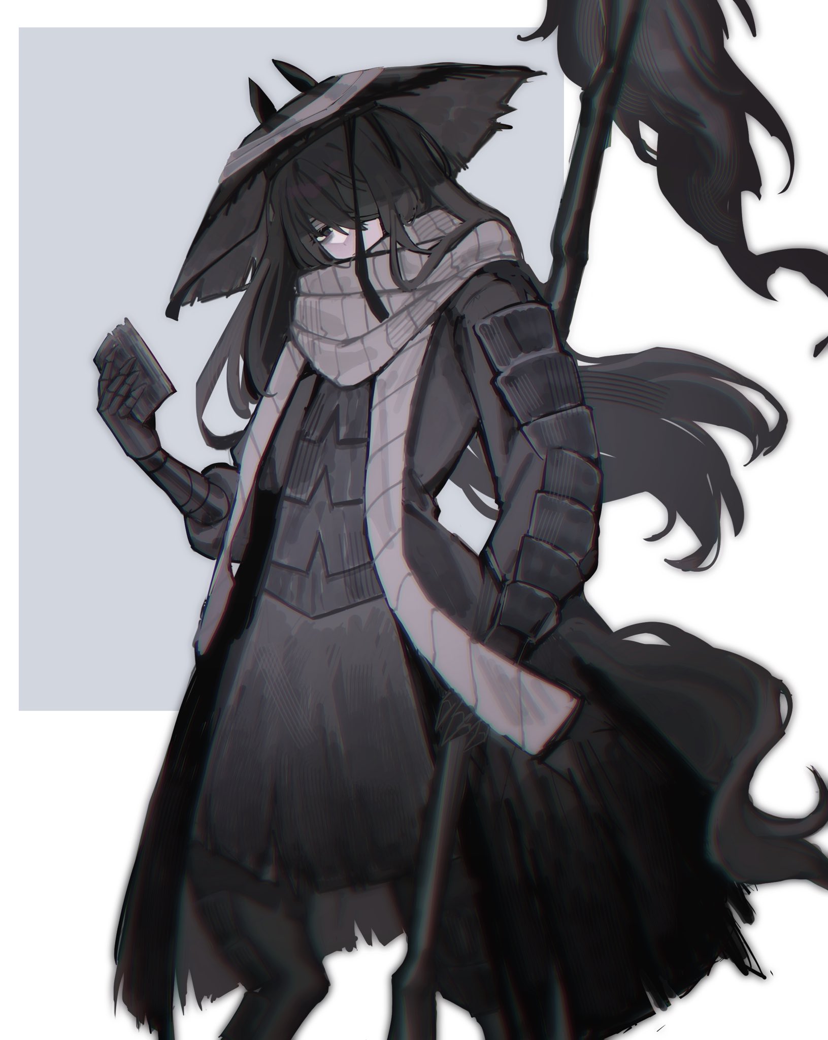 Safebooru - 1boy animal ears arm armor armor bags under eyes bandage over one eye black armor ...