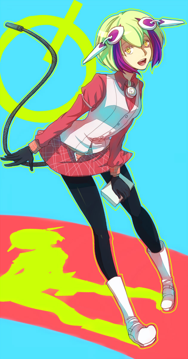 Safebooru - 1girl android arm garter boots dimension w gloves green ...