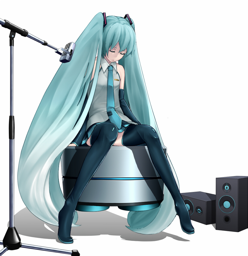 Safebooru - bad id closed eyes detached sleeves eto hatsune miku legs ...