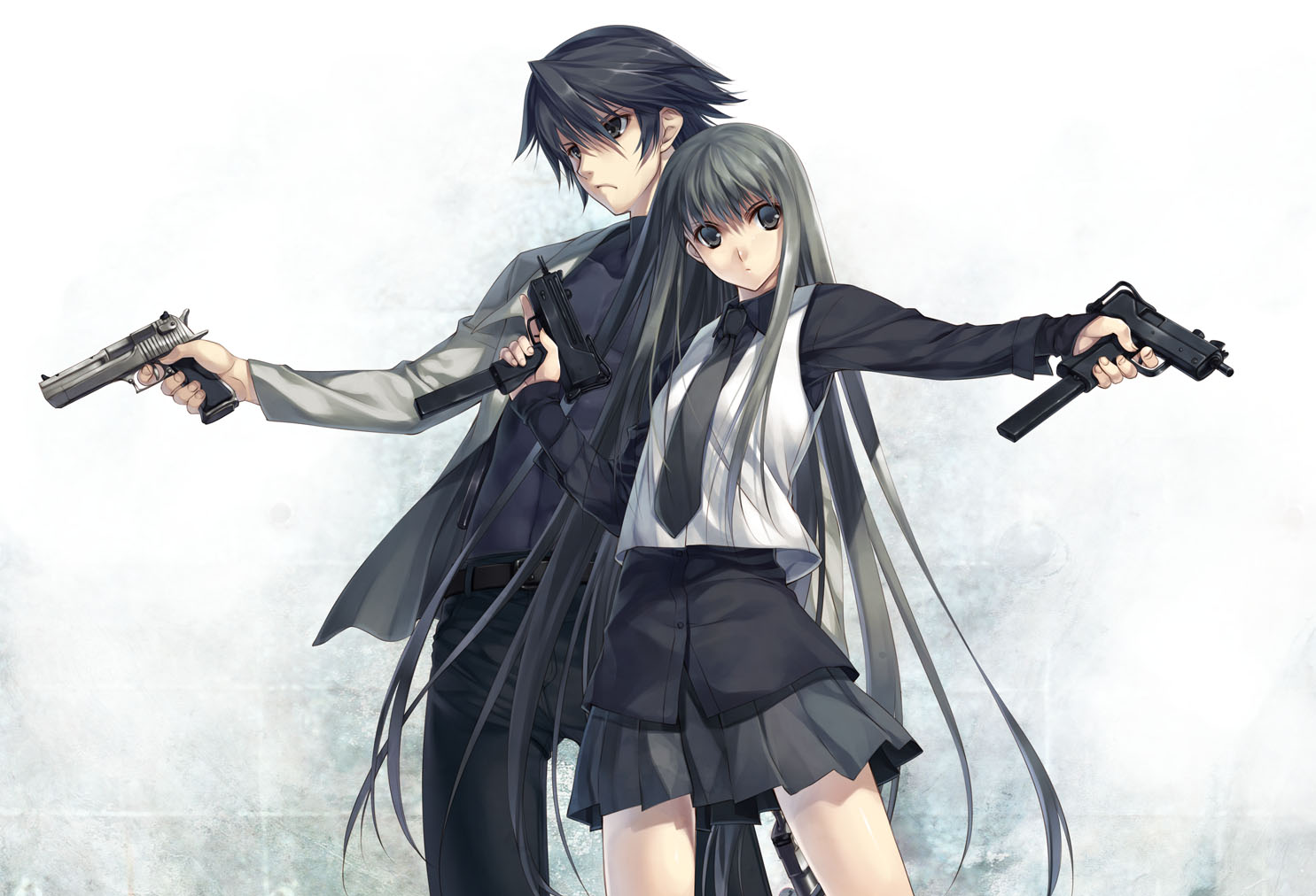 Safebooru - akimbo brown eyes desert eagle dual wield dual wielding ...