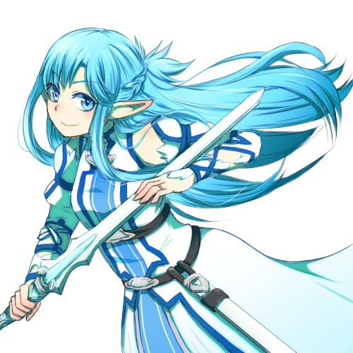 Safebooru - 1girl asuna (sao) asuna (sao-alo) blue eyes blue hair celsius2103 long hair lowres ...