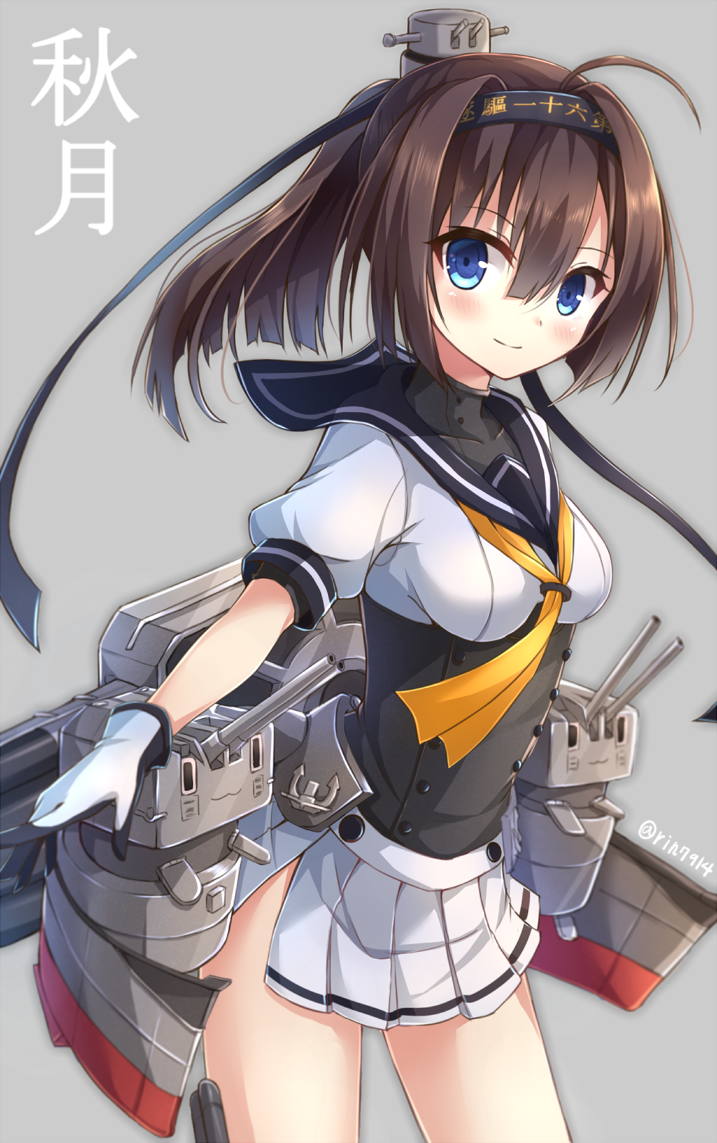 Safebooru - 1girl ahoge akizuki (kantai collection) bangs black eyes blue eyes brown hair ...