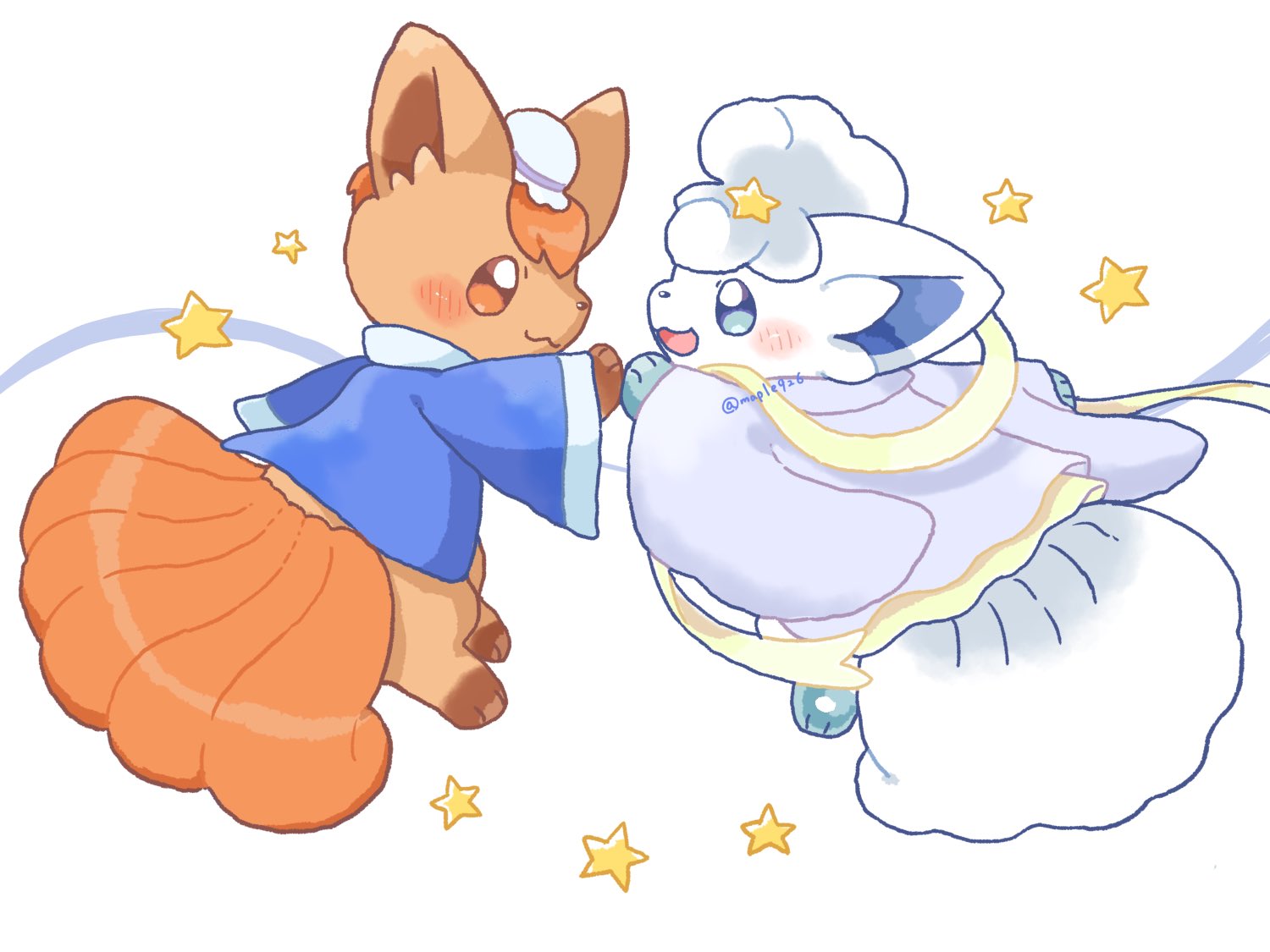 Safebooru - alolan vulpix blue eyes blush brown eyes clothed pokemon ...