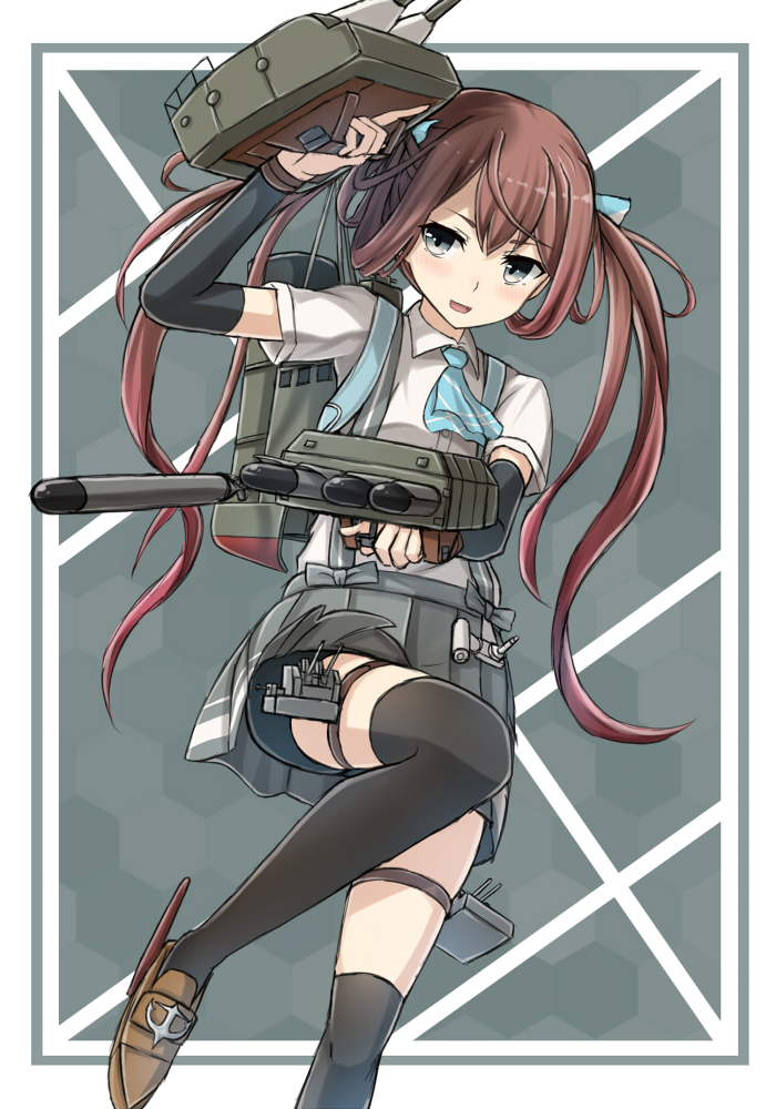 Safebooru - 1girl asagumo (kantai collection) ascot bike shorts black legwear blush brown hair ...