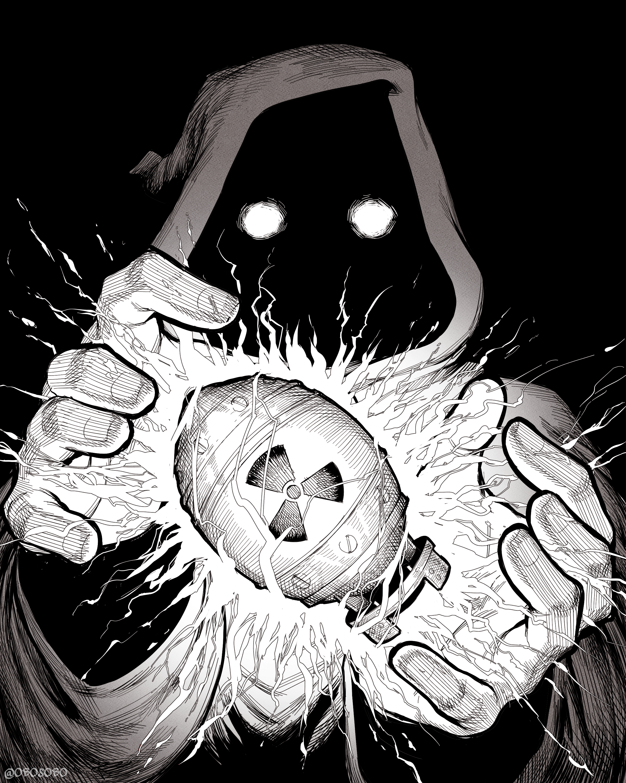 Safebooru - 0bosobo 1other absurdres ambiguous gender black background ...