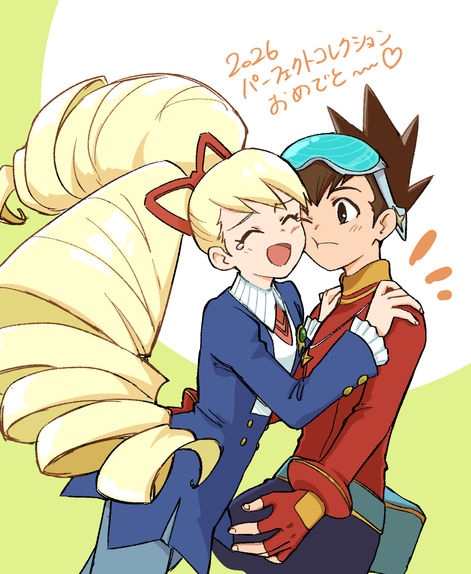 Safebooru - 1boy 1girl blonde hair blue dress bow brown hair closed ...