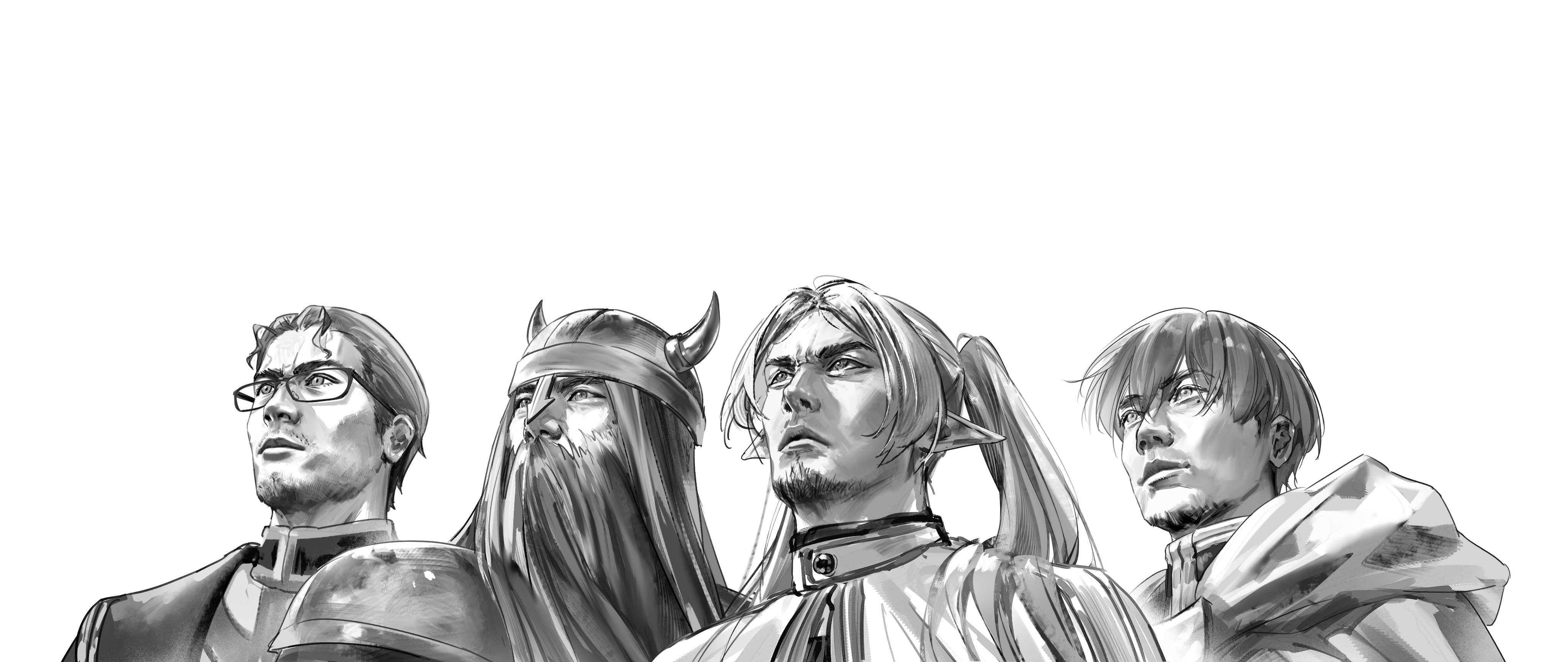 Safebooru - 4boys absurdres beard capelet cloak commentary copyright ...