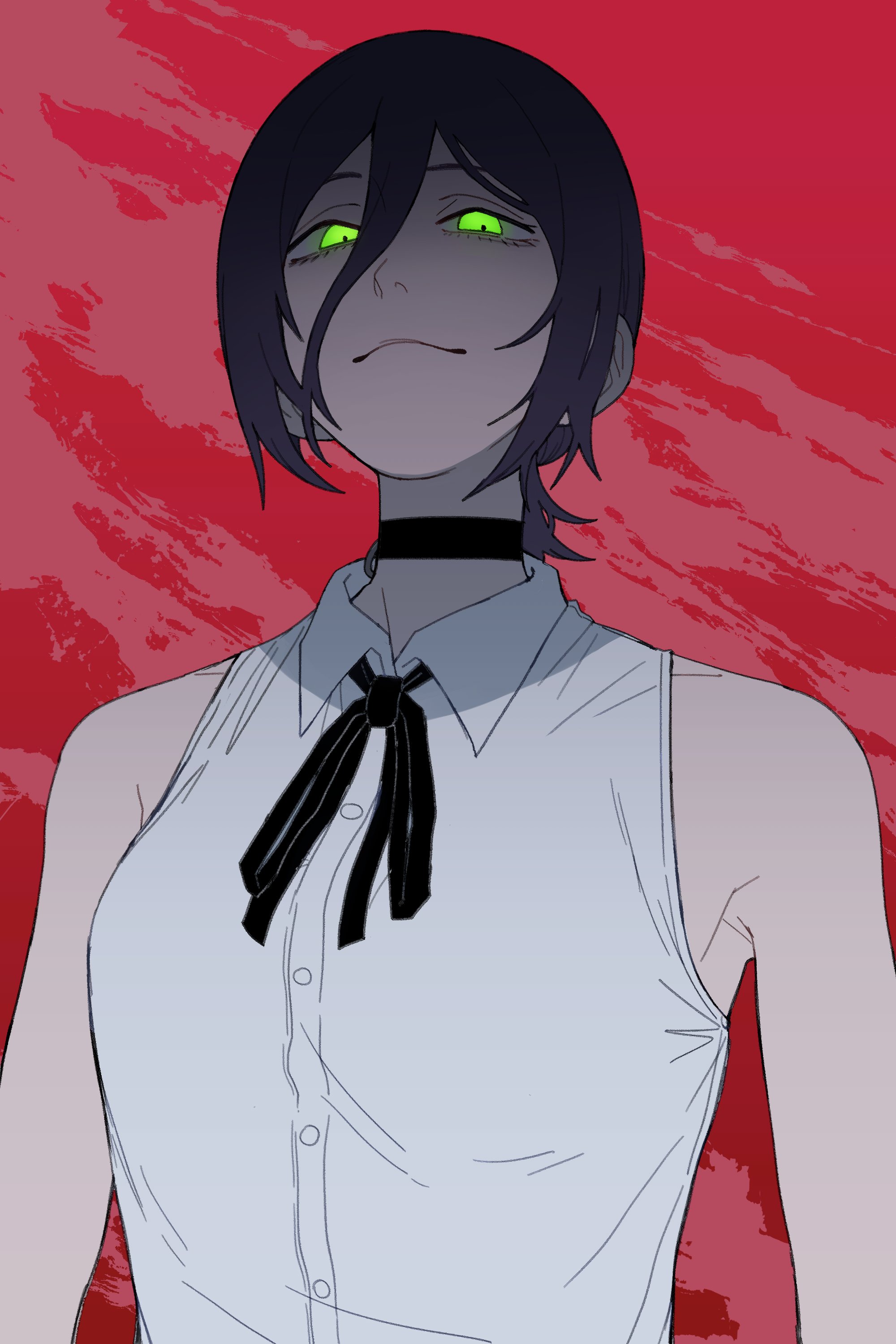 Safebooru - 1girl absurdres black choker black ribbon chainsaw man ...