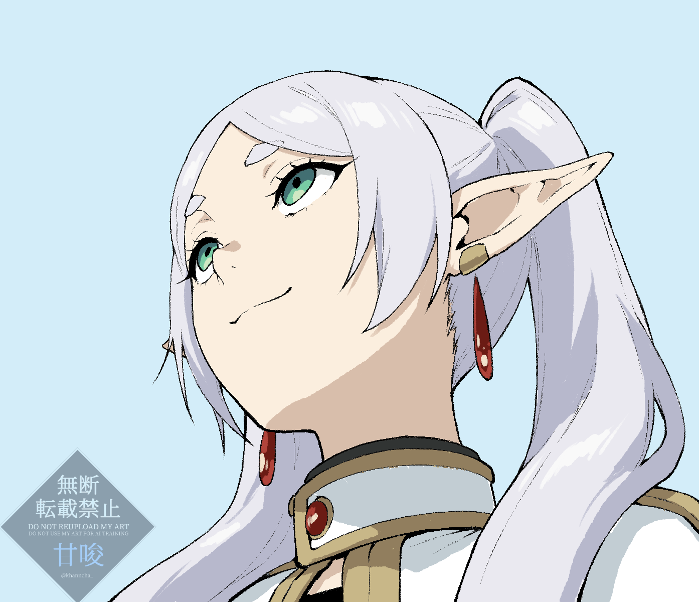 Safebooru - 1girl disclaimer facing up frieren from below highres knzo ...