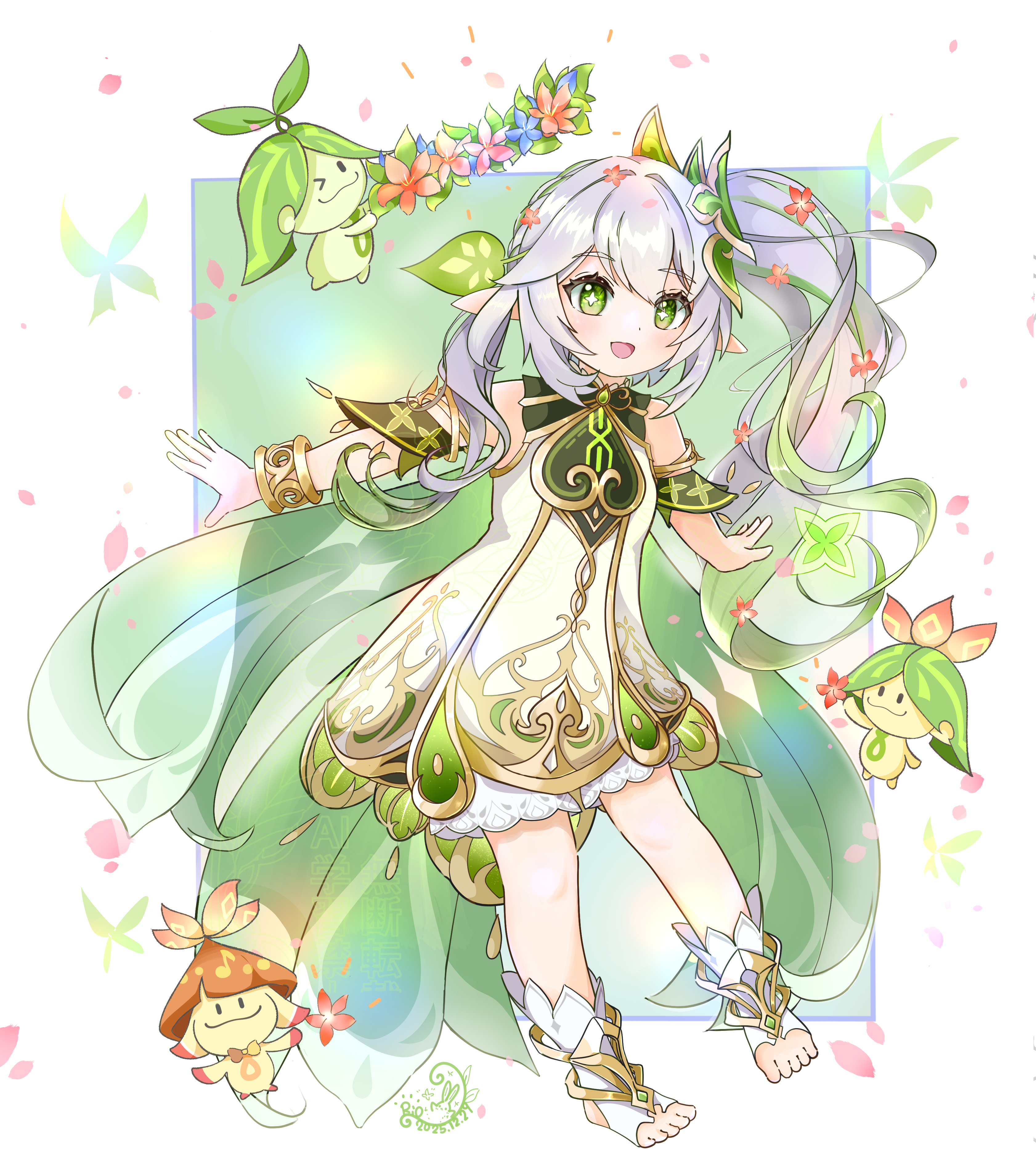 Safebooru - 1girl :d absurdres aranara (genshin impact) bare shoulders ...