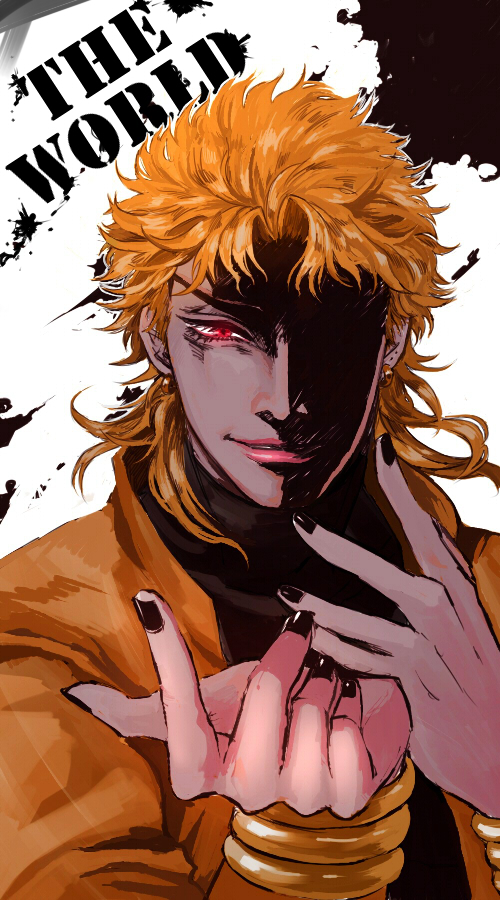 Safebooru - 1boy black nails blonde hair dio brando drawr glowing ...