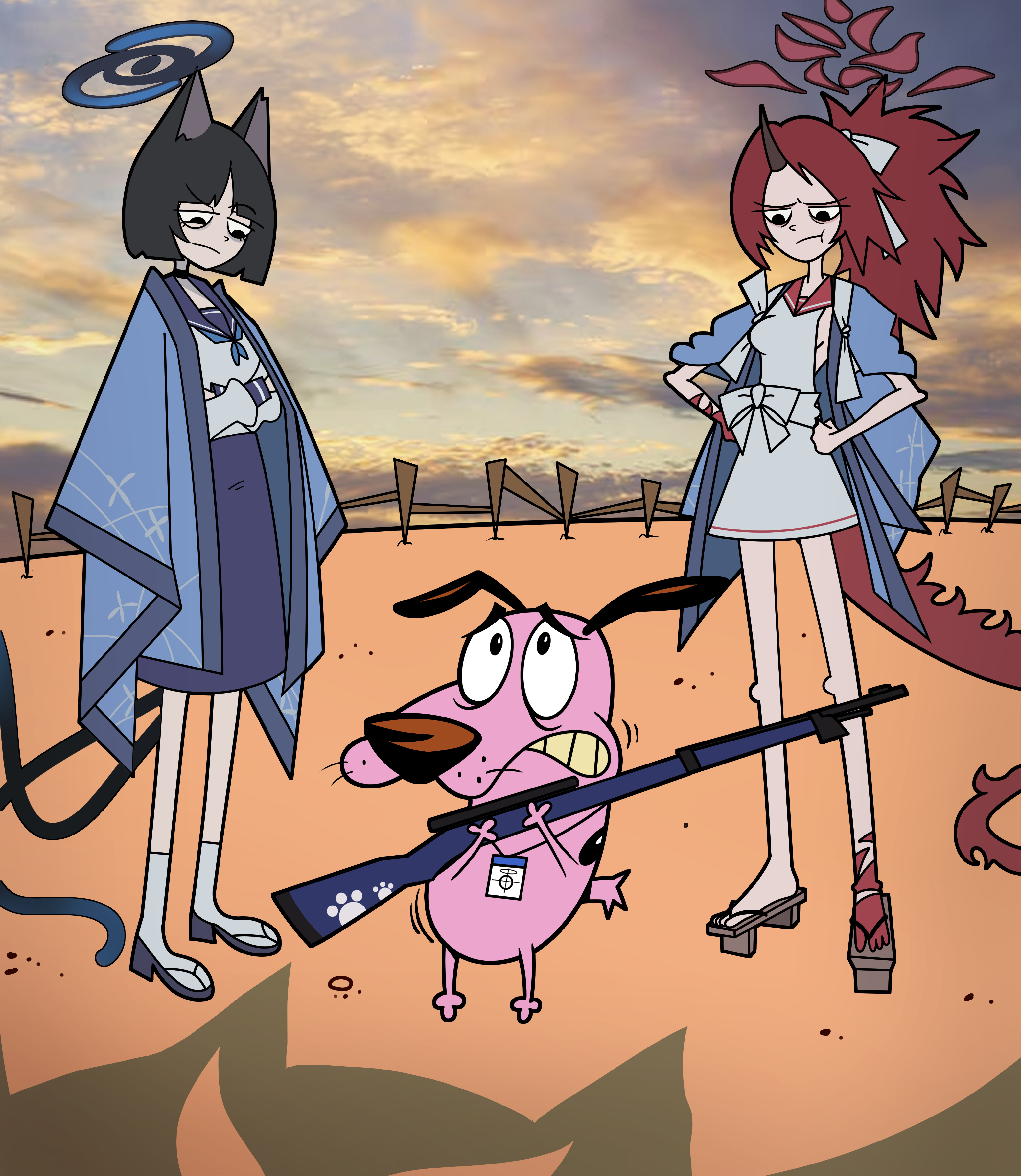 Safebooru - 2girls absurdres animal ears black eyes black hair blue ...