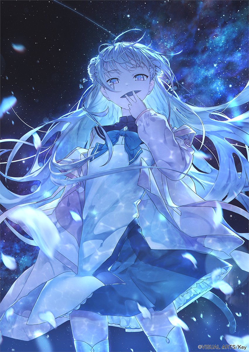 Safebooru - 1girl anemoi backlighting black sailor collar blue dress ...