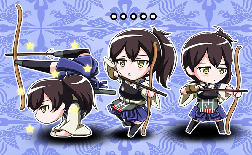 Safebooru - ... 1girl black legwear bow (weapon) brown hair chibi ...